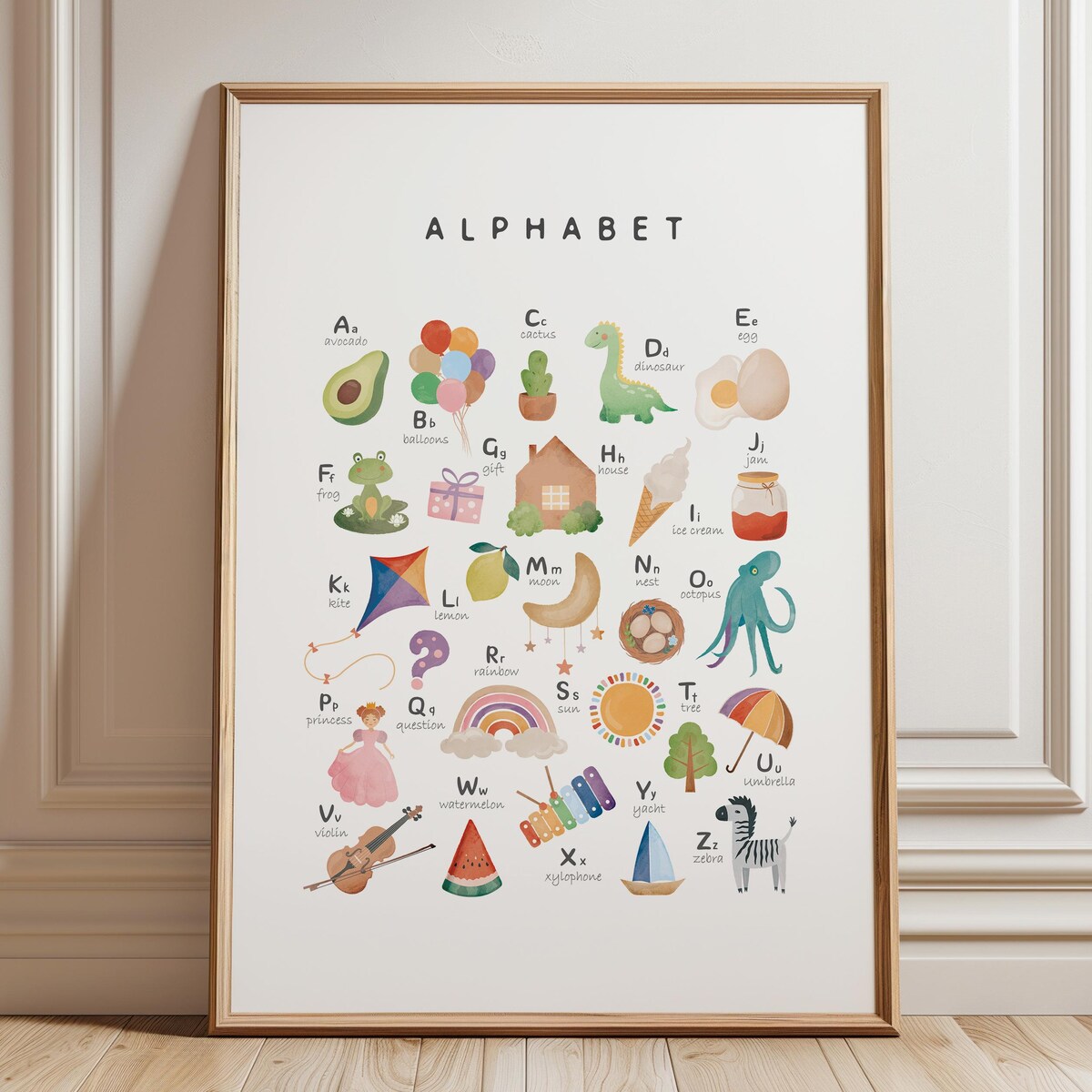 Miluva Rainbow Alphabet Poster, Nursery Abc Print, Rainbow Playroom ...