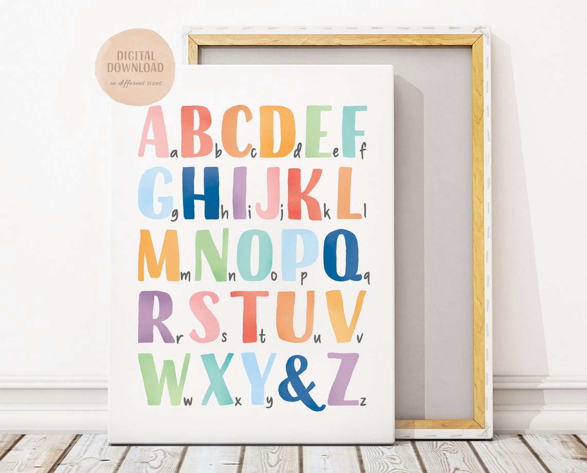 Miluva Rainbow Alphabet Print, Abc Poster, Nursery Alphabet Printable ...