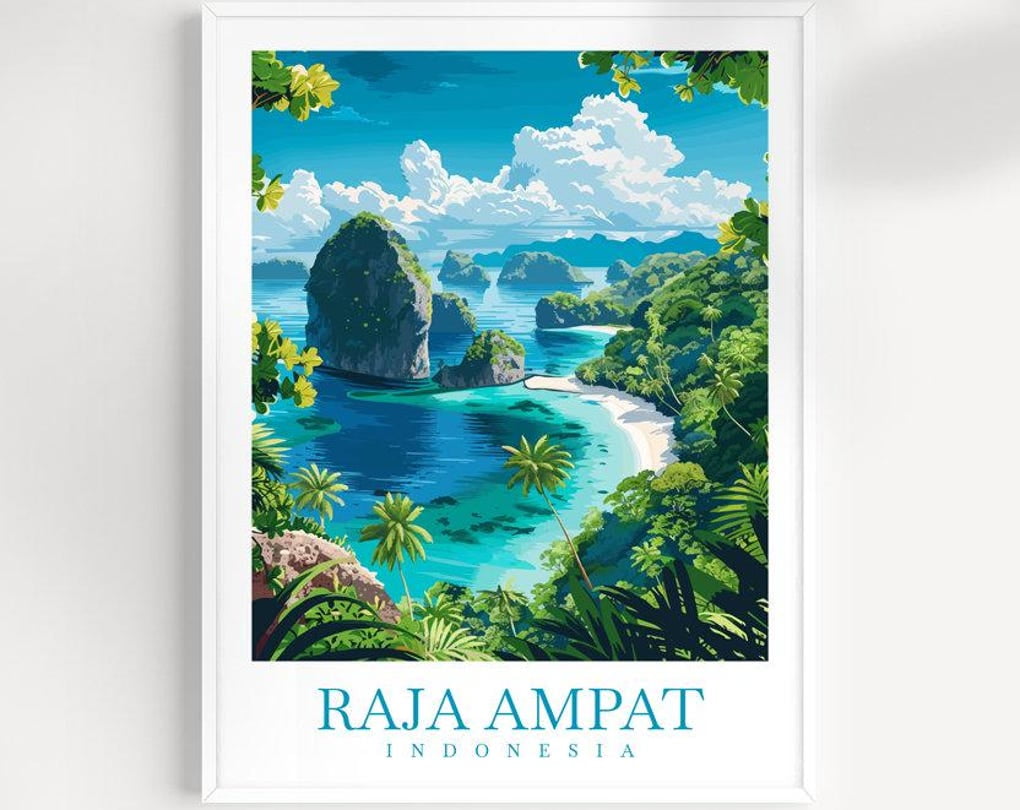 Miluva Raja Ampat Travel Print Wall Art Indonesia Wall Hanging Home DÃ ...