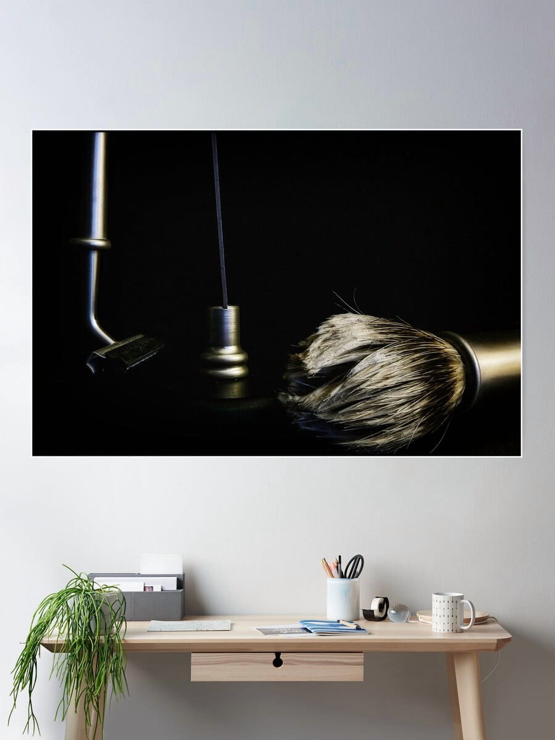 Miluva Razor And Brush Shaving Stand Poster Wall Art, Modern Wall Decor ...