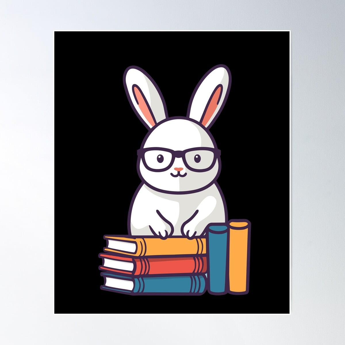 Miluva Reading Bunny Enthusiastic Book Lover Poster Wall Art, Modern ...