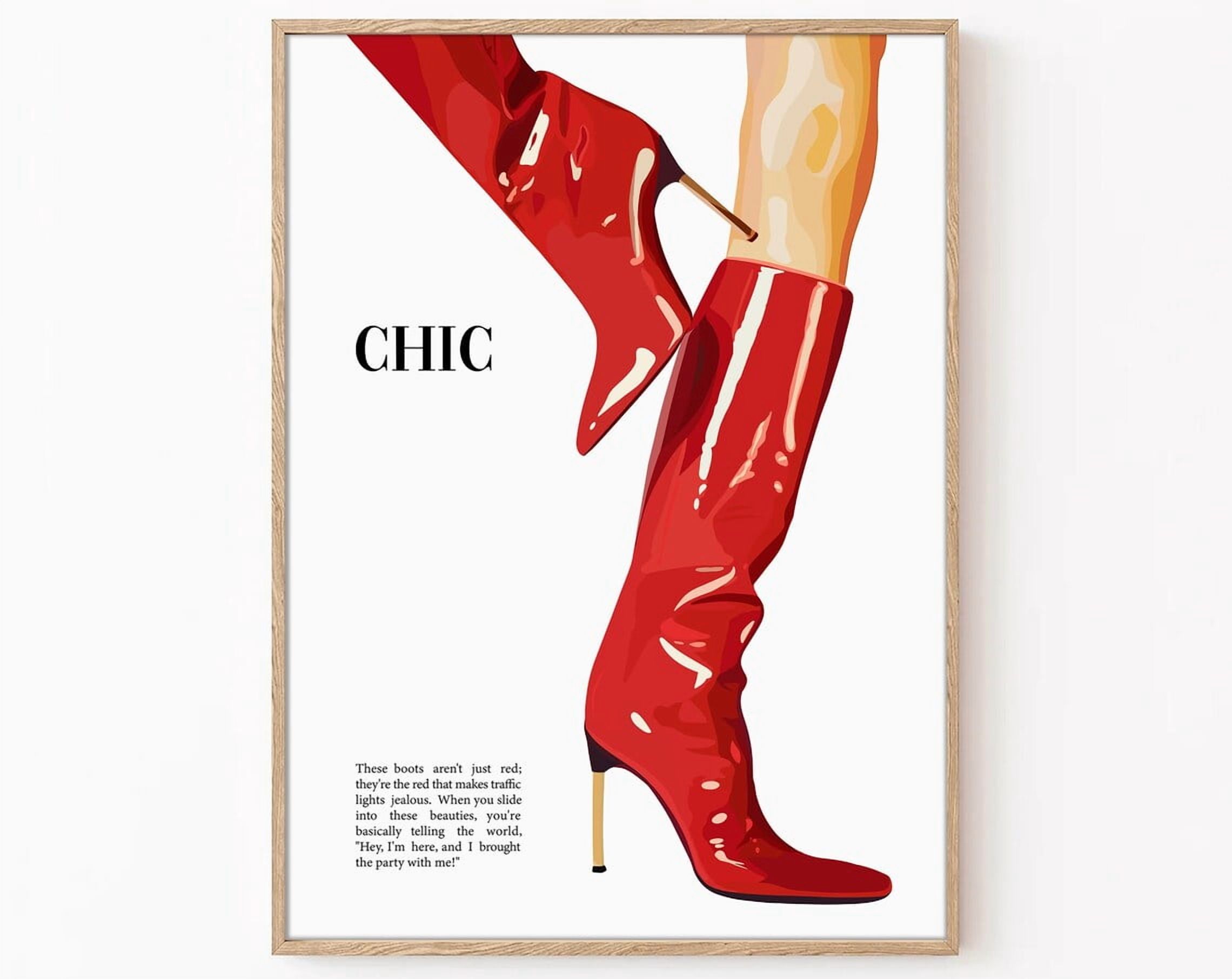 Miluva Red Boots Poster, Trendy Red Boots Retro Print, Preppy Room ...