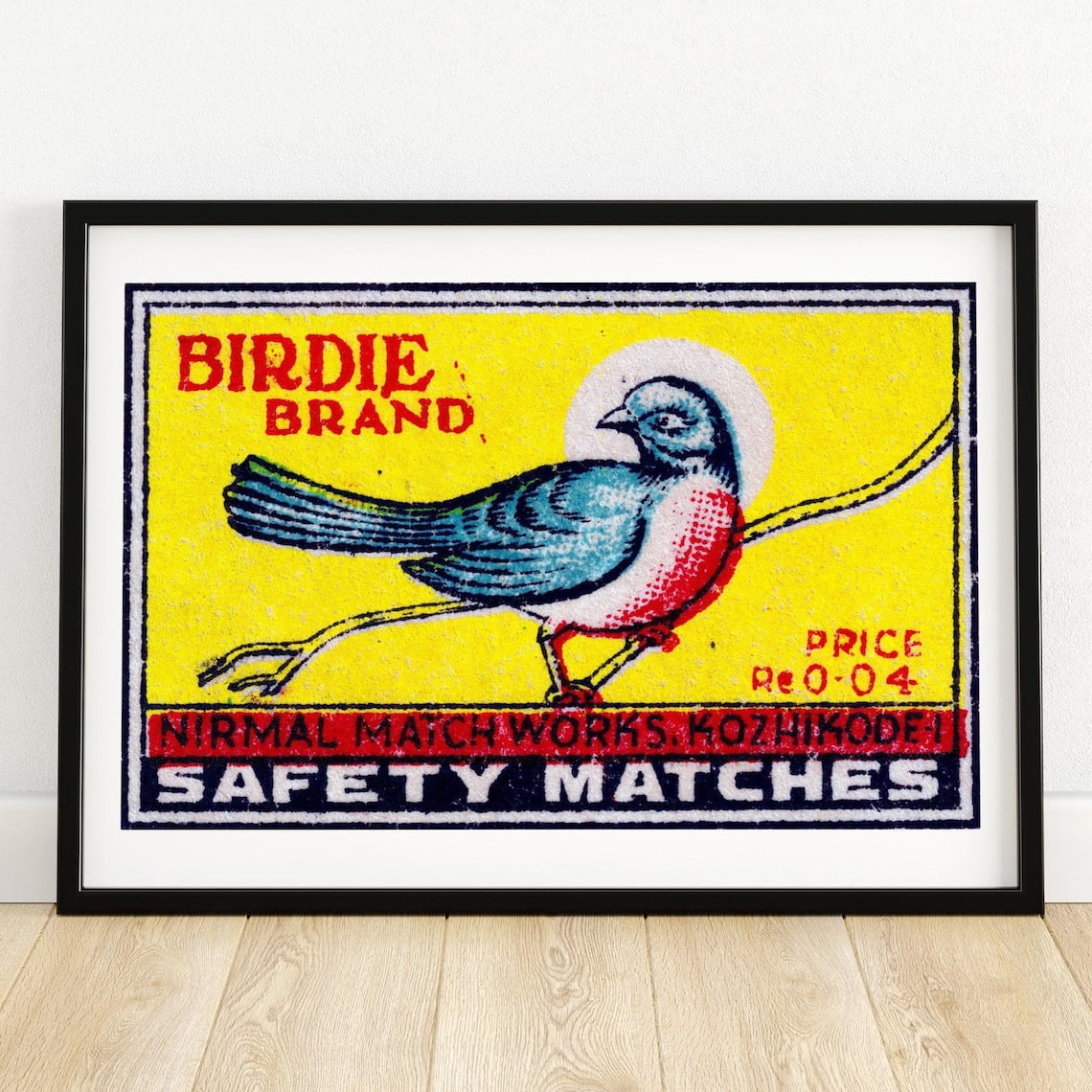 Miluva Red Chested Bird - Matchbox Print - Aesthetic Wall Art - Vintage ...