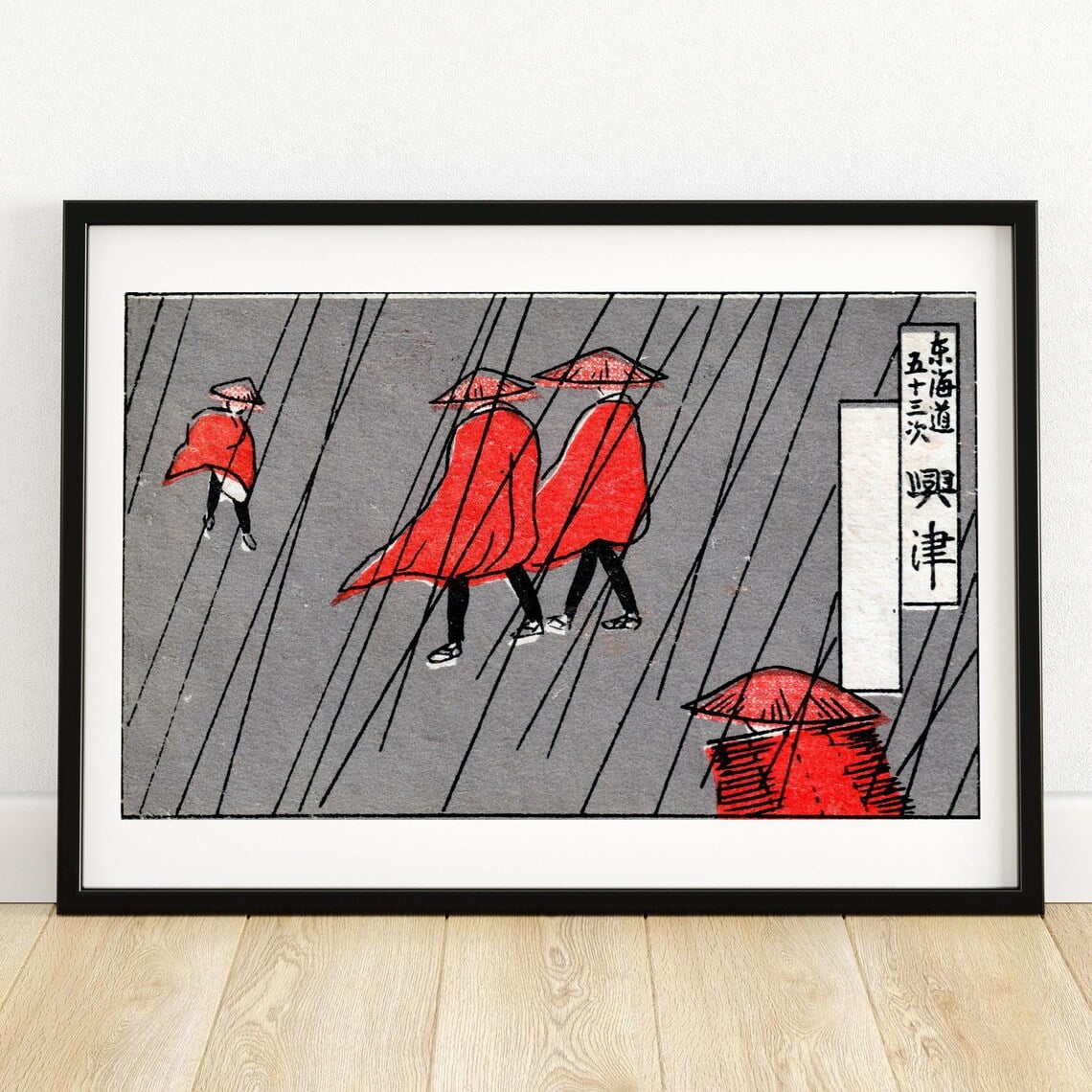 Miluva Red Raincoats In Japan - Matchbox Print - Aesthetic Wall Art ...