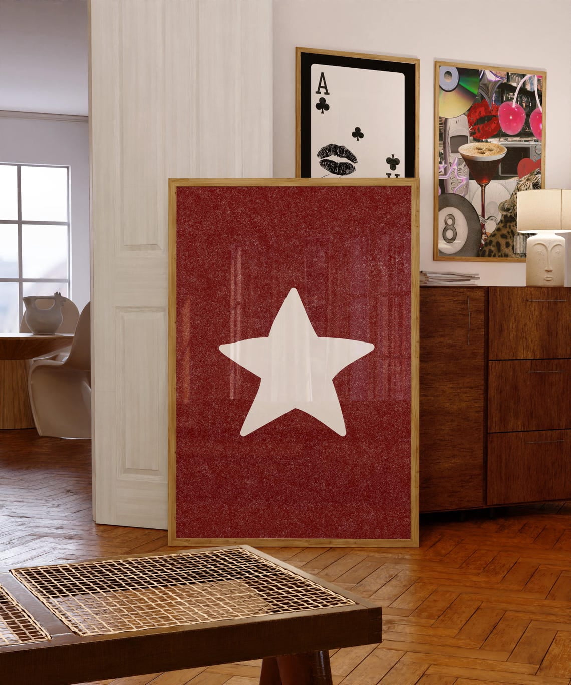 Miluva Red Star Wall Art Aesthetic Wall Art Red Art Print Aesthetic ...