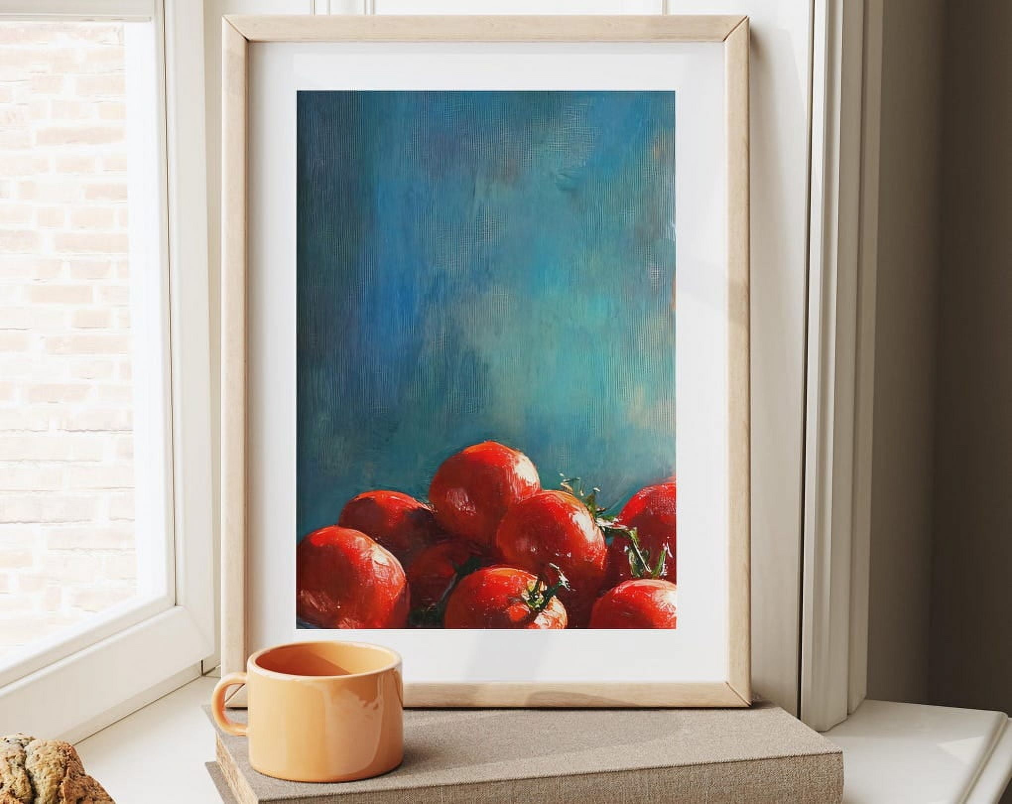 Miluva Red Tomatoes On Blue Poster , Kitchen Wall Art Foodie Decor ...