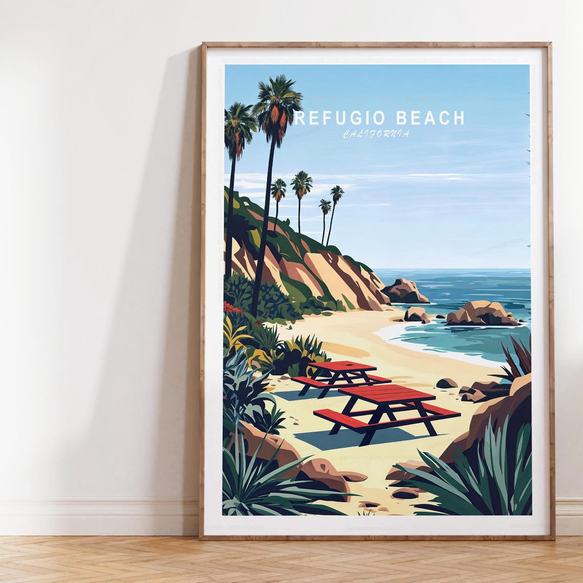 Miluva Refugio Beach Wall Art Print, California Travel Poster, Refugio ...