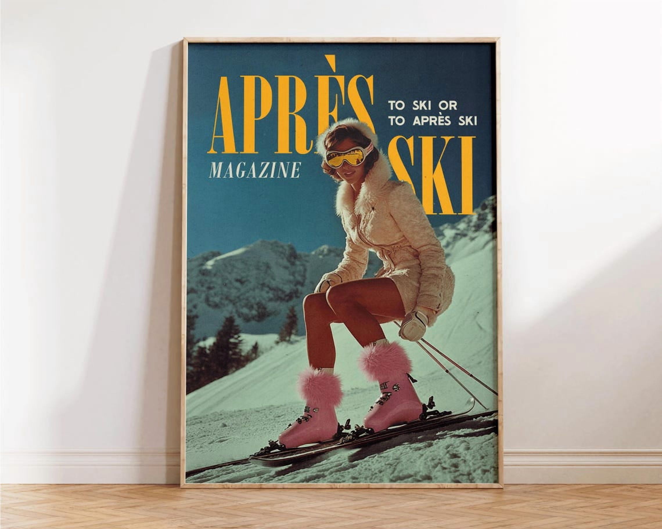Miluva Retro AprÃ¨s Ski Wall Art - Vintage Ski Magazine Cover - Winter ...