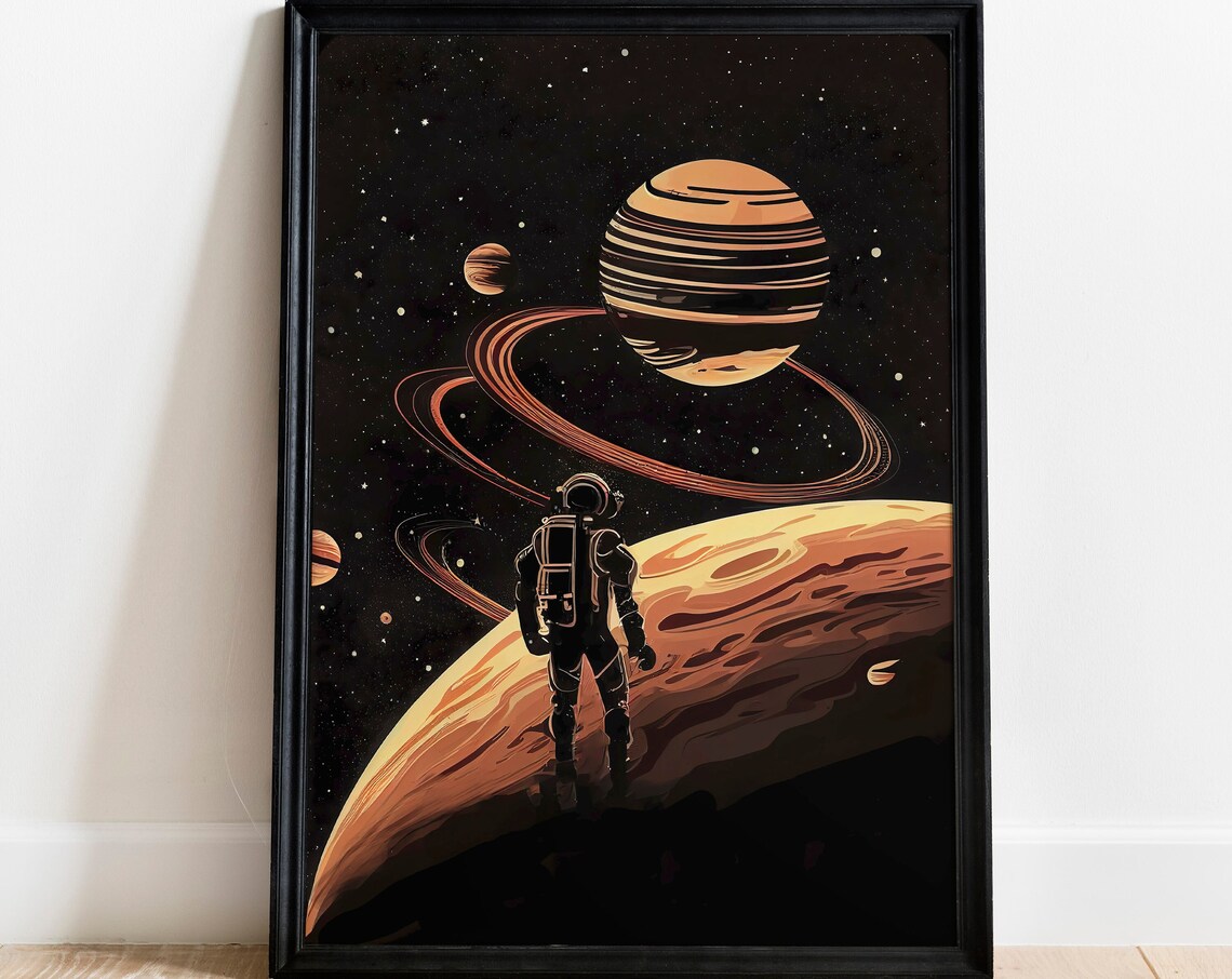 Miluva Retro Astronaut Space Poster, Vintage Astronaut Wall Art Gift ...