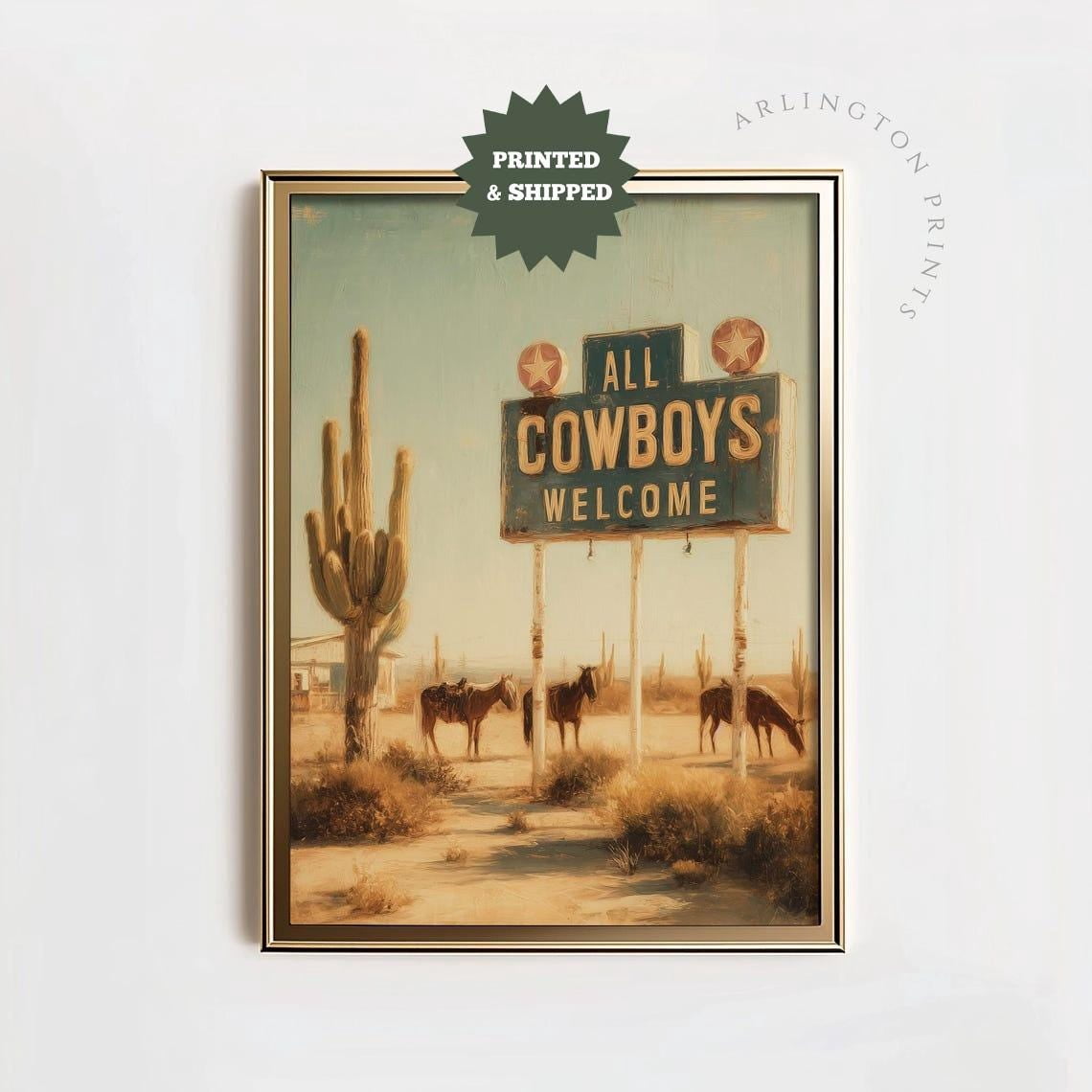 Miluva Retro Cowboy Motel Art, Vintage Western Desert Poster, Rustic ...