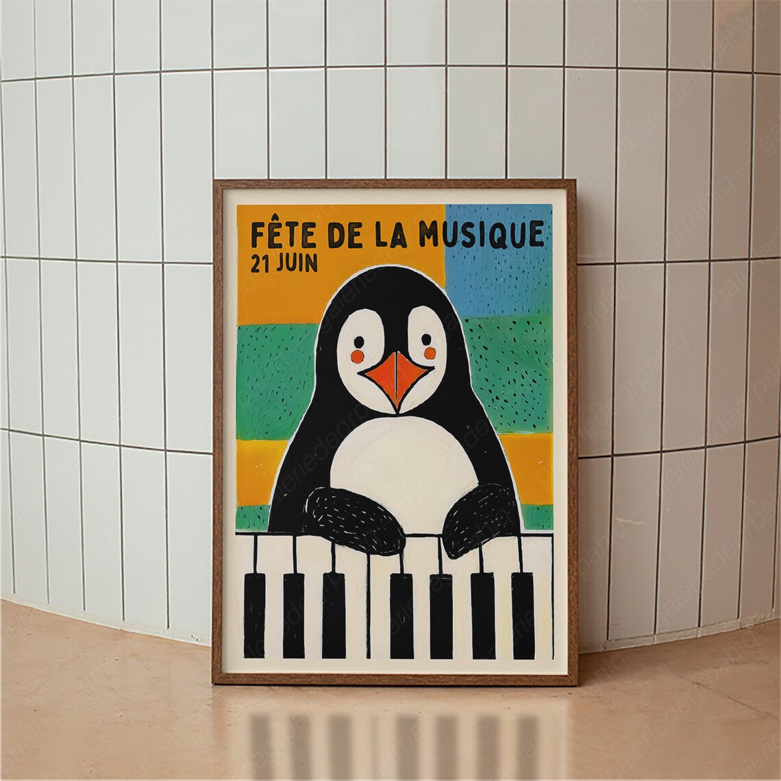 Miluva Retro Day Of Music Penguin Poster, Vintage French Poster ...