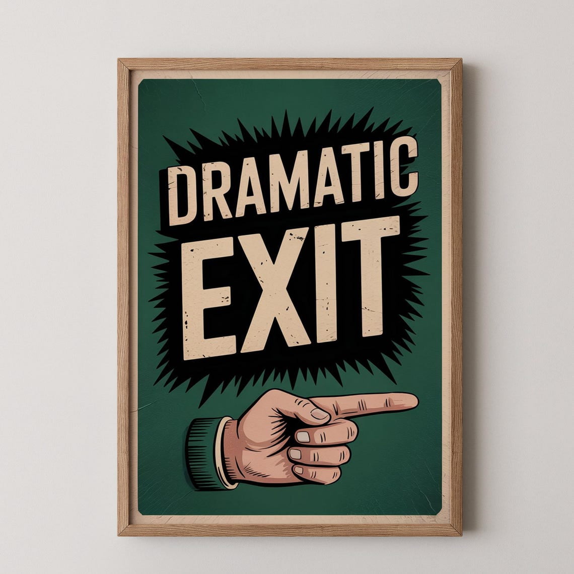 Miluva Retro Exit Sign Art Print Dark Green Poster Bold Typography Wall ...