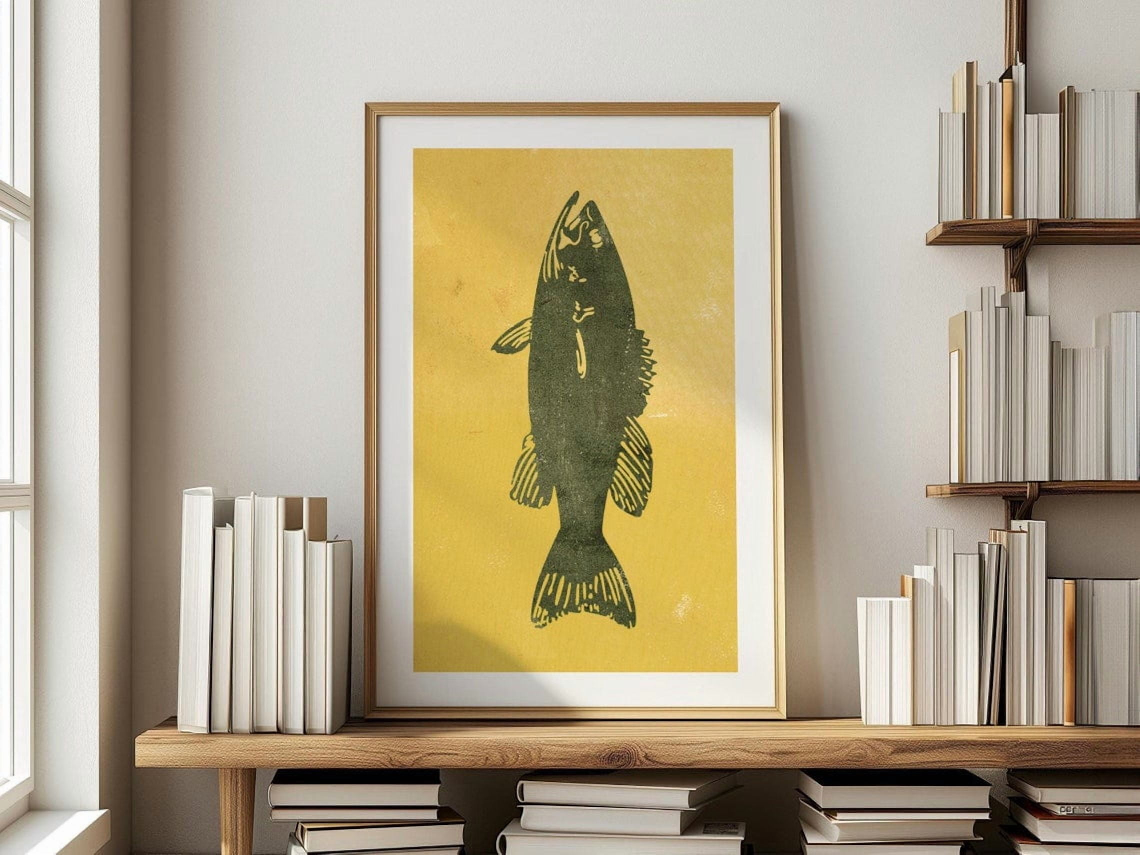 Miluva Retro Fish Print Fishing Gift For Dad Fish Art Poster Home ...