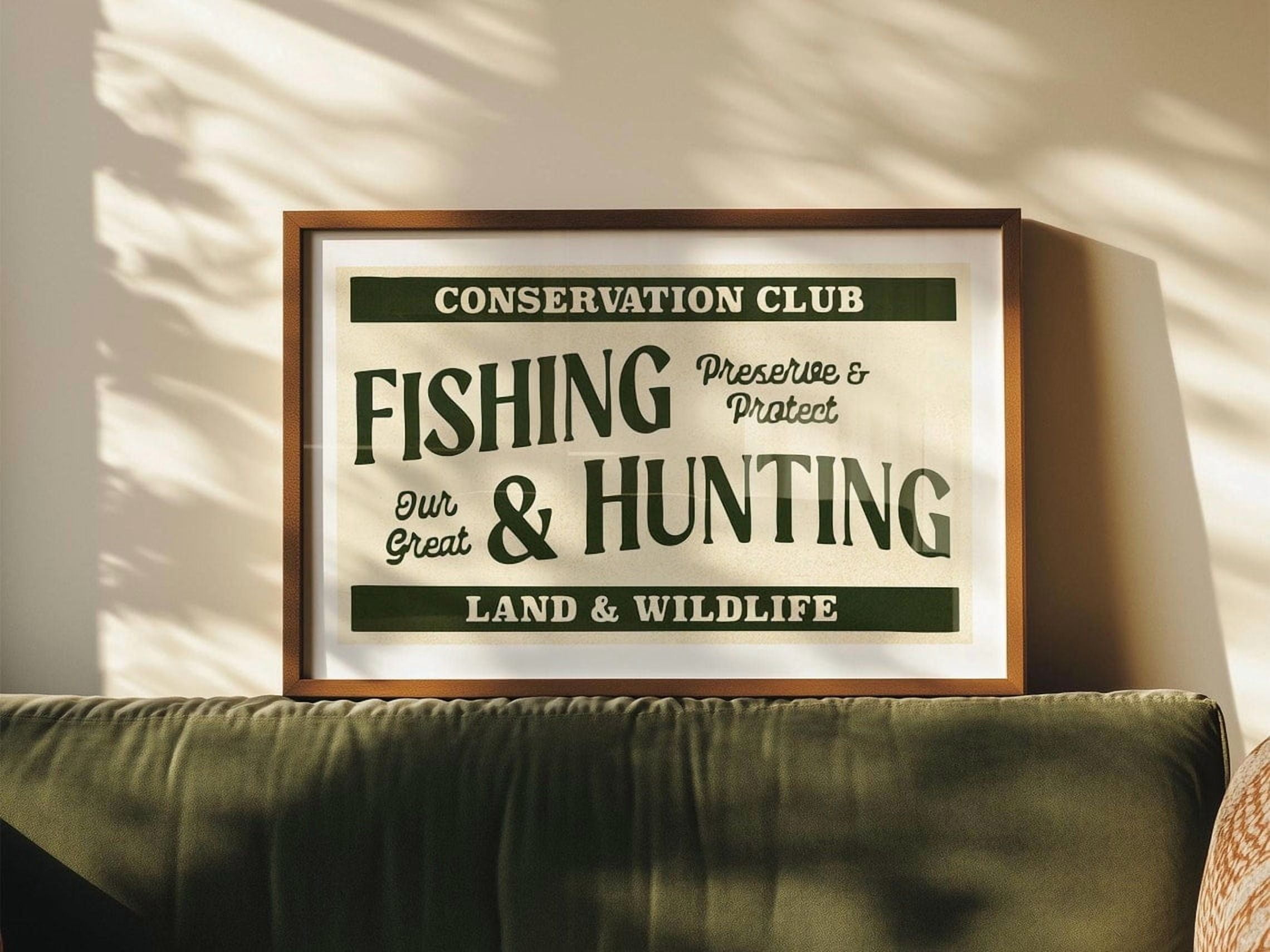 Miluva Retro Fishing Hunting Art Print Wildlife Poster Outdoorsy Gift ...