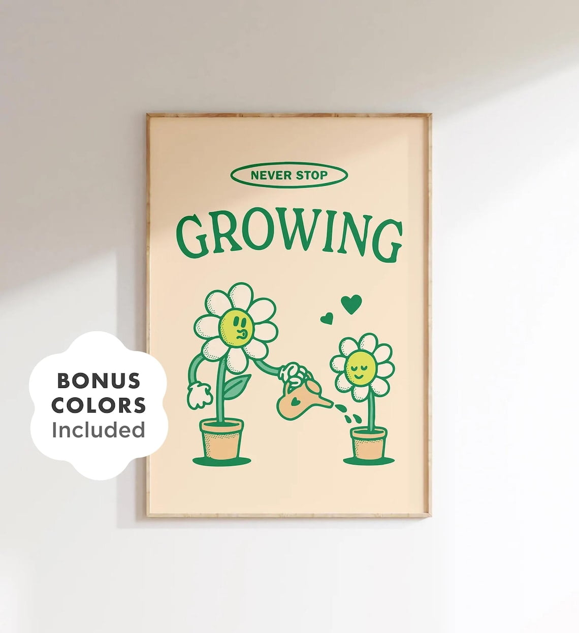 Miluva Retro Flower Art Print, Never Stop Growing Poster, Self Growth ...