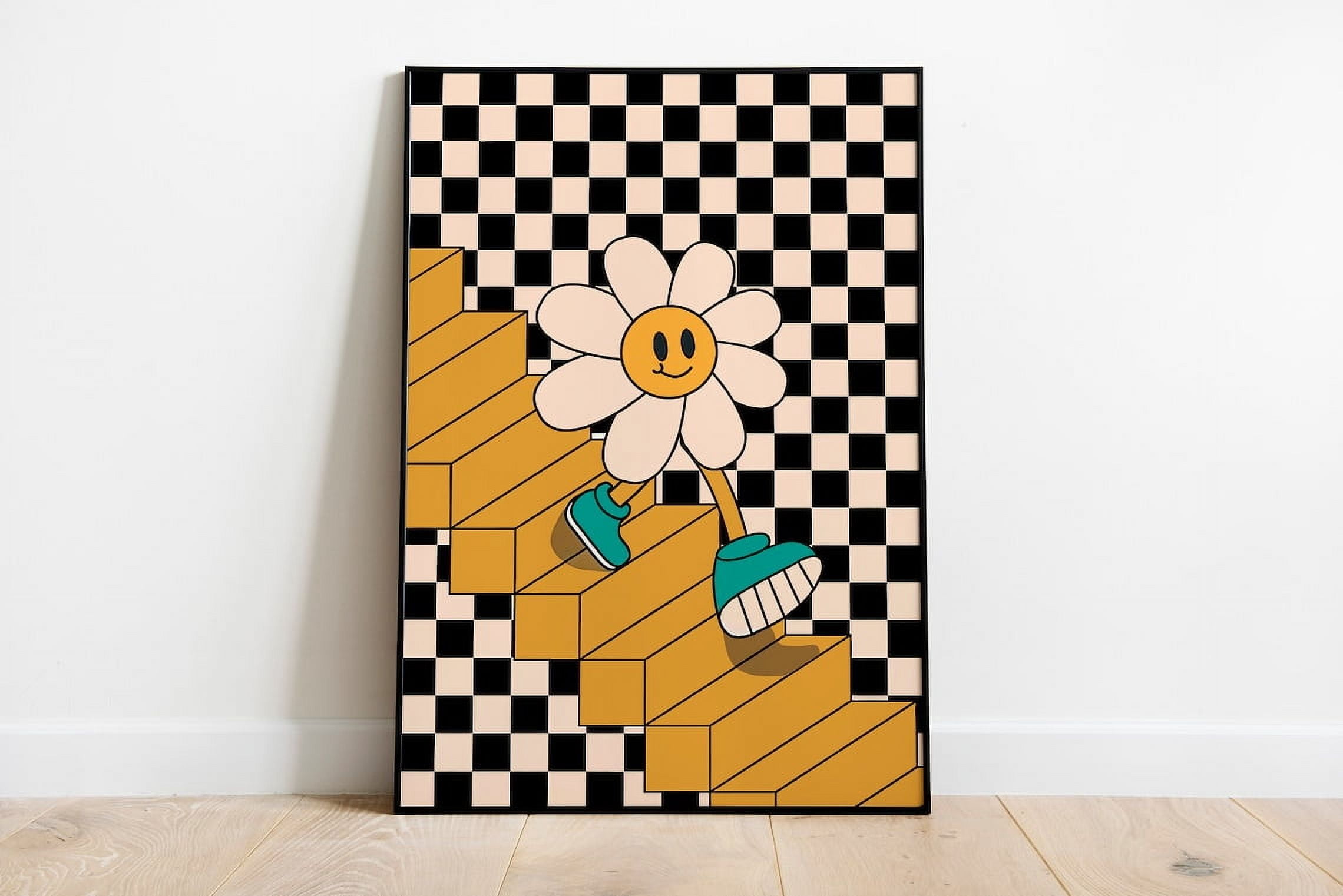 Miluva Retro Flower Print, Retro Flower Art, Retro Art Print,Retro Dorm ...