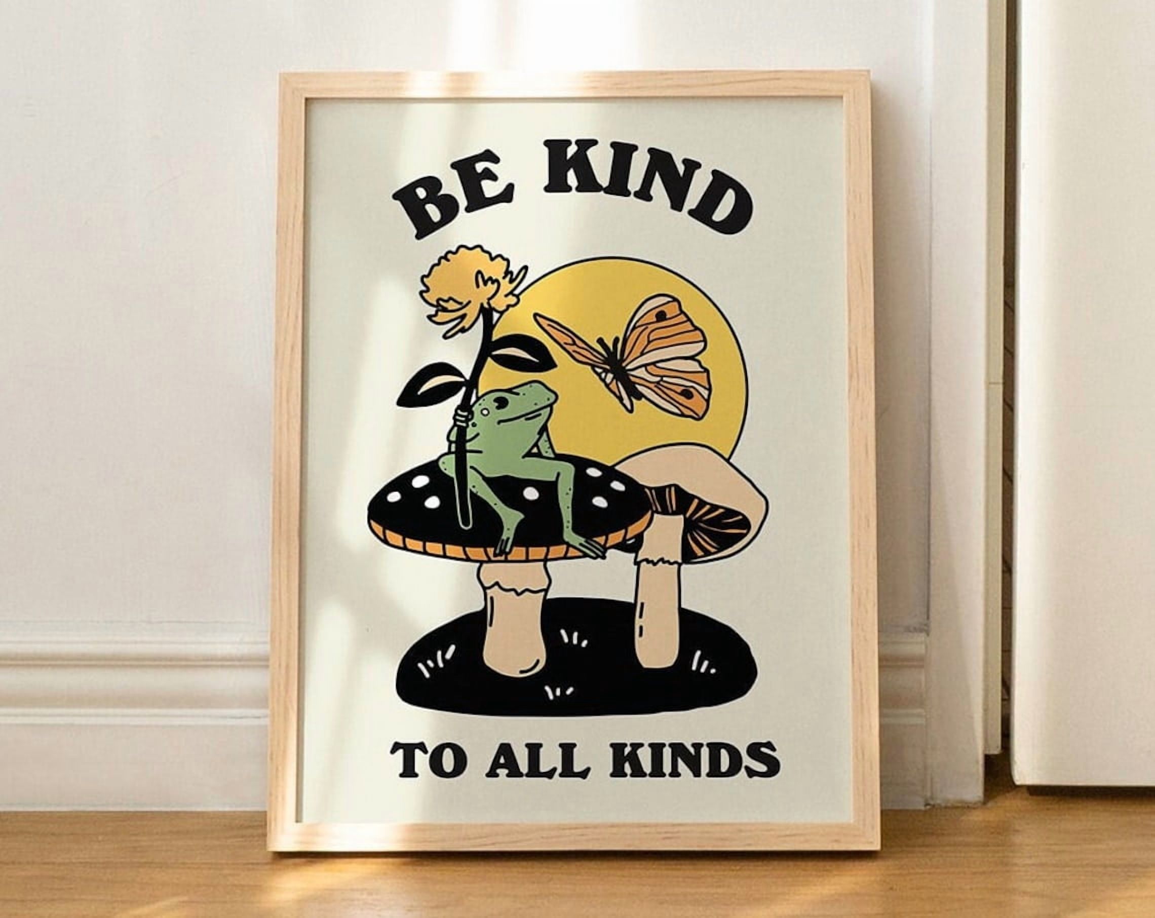 Miluva Retro Frog Wall Print, Toad And Mushroom , Cute , 70S Aesthetic ...