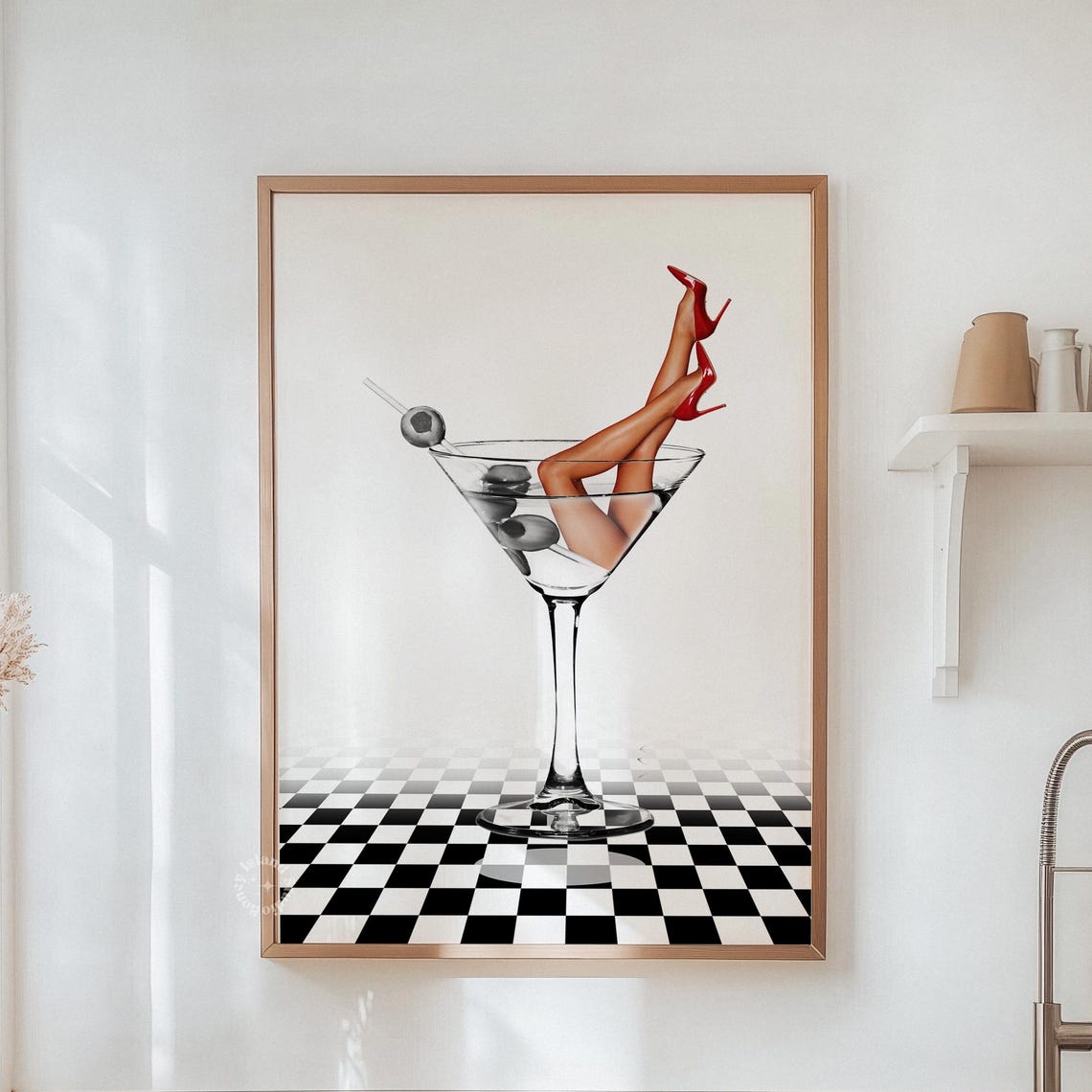 Miluva Retro Funky Martini Cocktail Print, Martini Stiletto Cocktail ...
