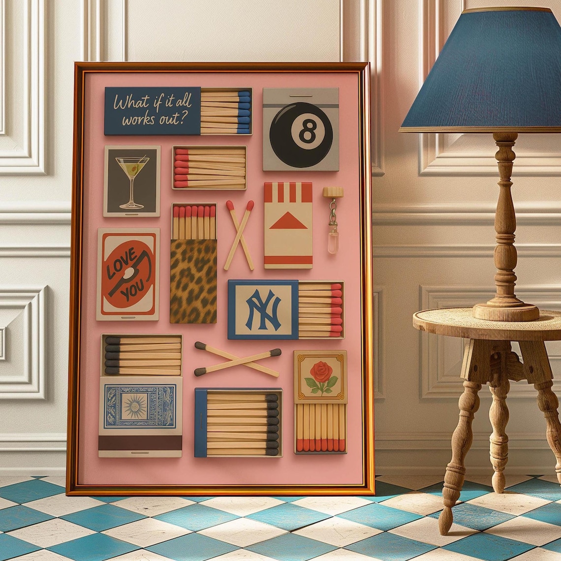 Miluva Retro Matchbox Wall Art Pop Art Match Stick Print Vintage ...