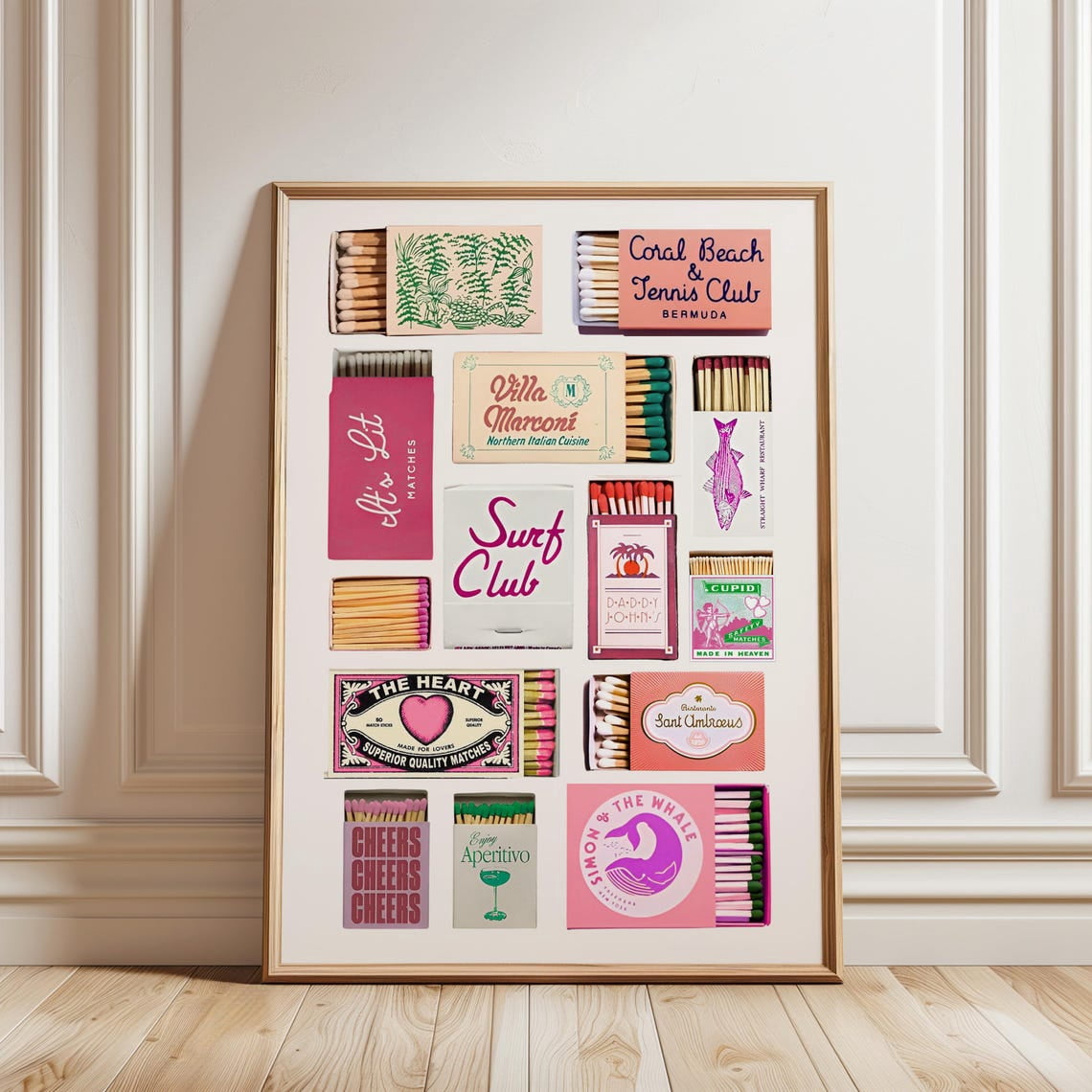 Miluva Retro Matchbox Wall Art Print - Eclectic Vintage Matchbook ...