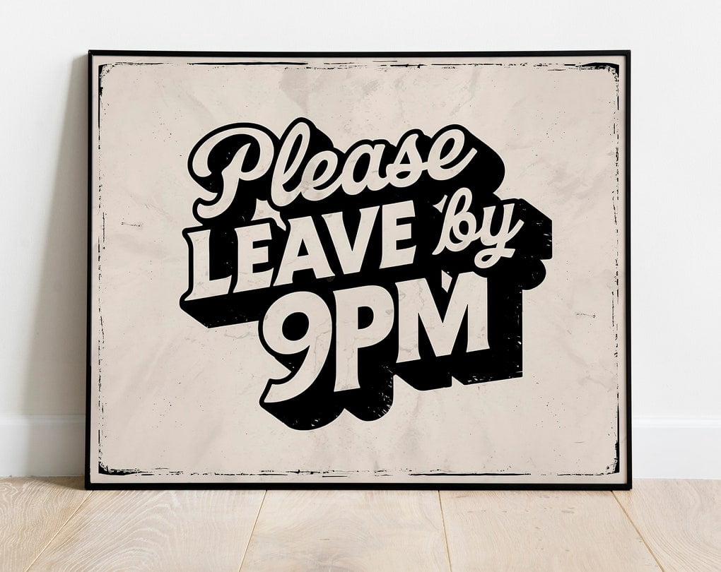 Miluva Retro Midcentury Print For Living Room, Please Leave By 9Pm ...