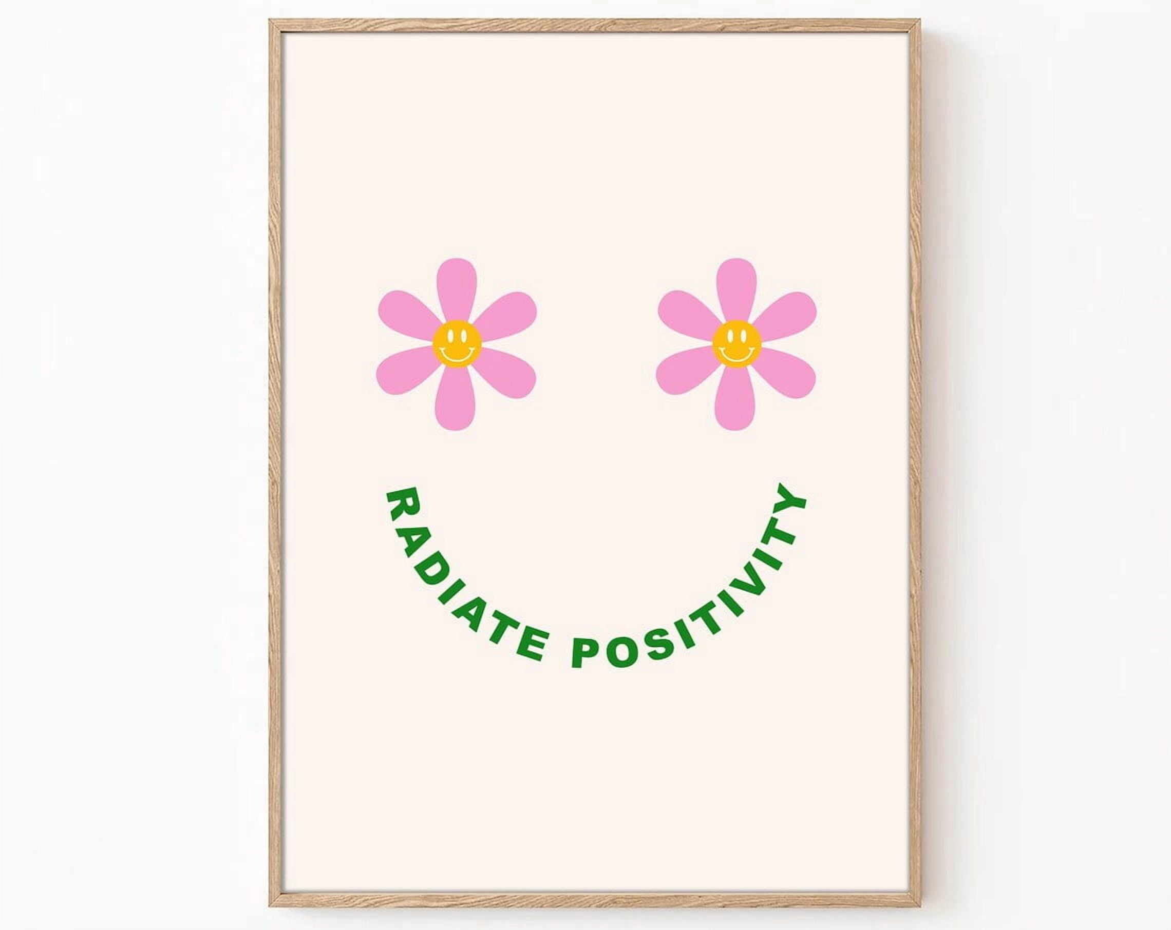Miluva Retro Poster, Radiate Positivity, Trendy Retro Print, Flower ...