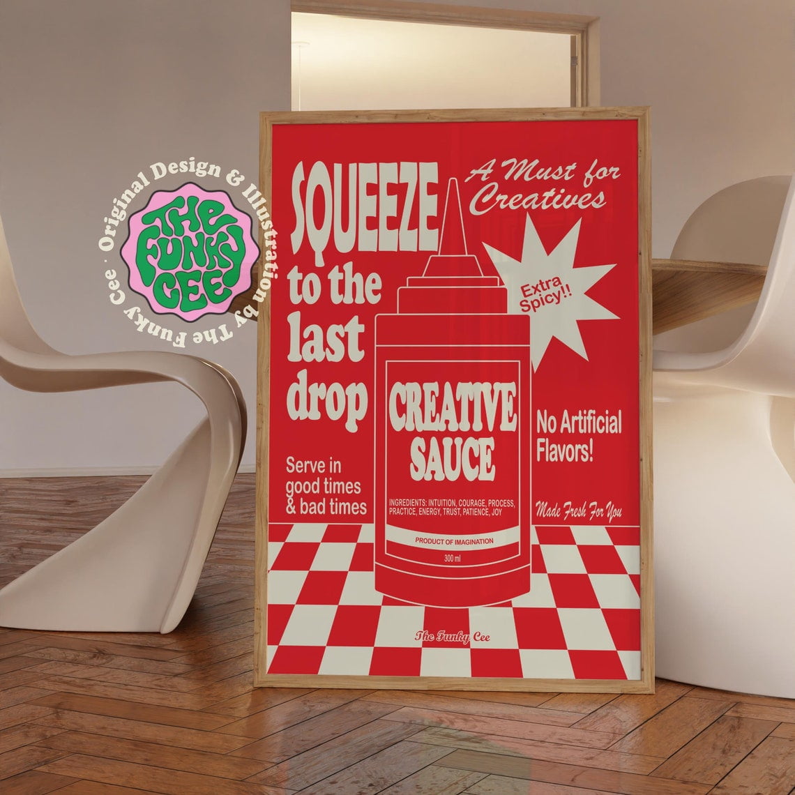 Miluva Retro Red Creative Sauce Art Trendy Poster Retro Wall Art Red ...