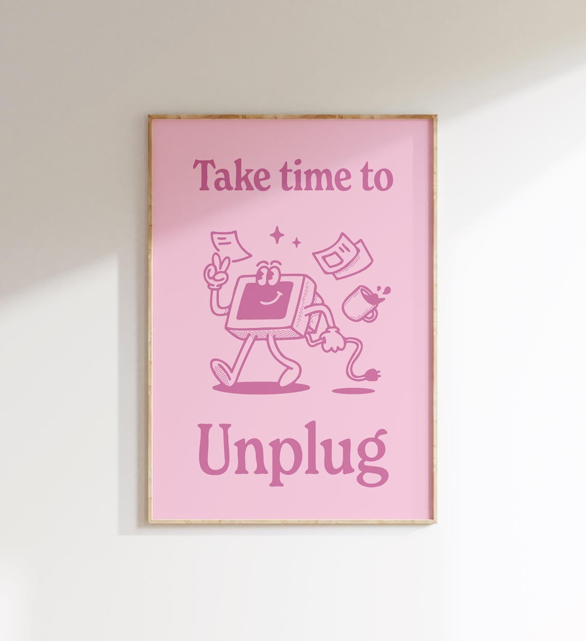 Miluva Retro Self Care Wall Art, Pink Printable Poster For Office Or ...