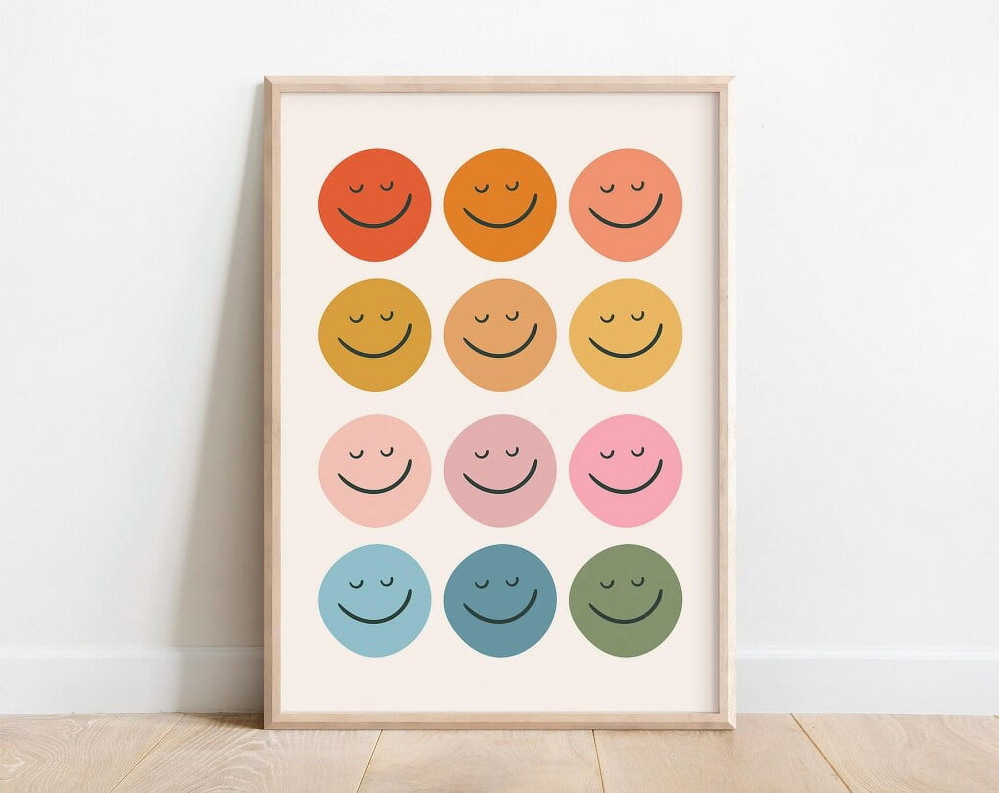 Miluva Retro Smiley Face Poster, Kids Rainbow Print, Playroom Gallery ...