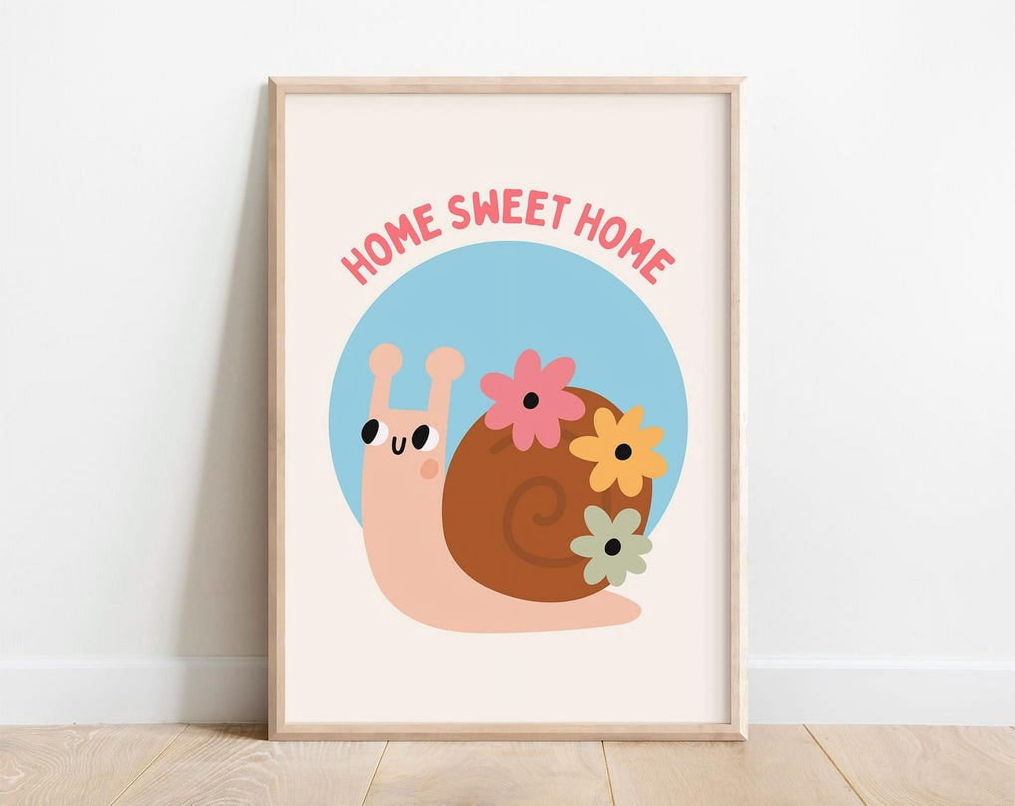 Miluva Retro Snail Print, Kids Wall Art, Adorable Playroom Poster, Boho ...