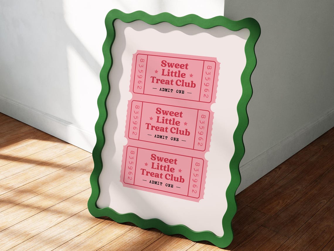 Miluva Retro Sweet Treat Club Ticket Print Trendy Girly Pink Printable ...