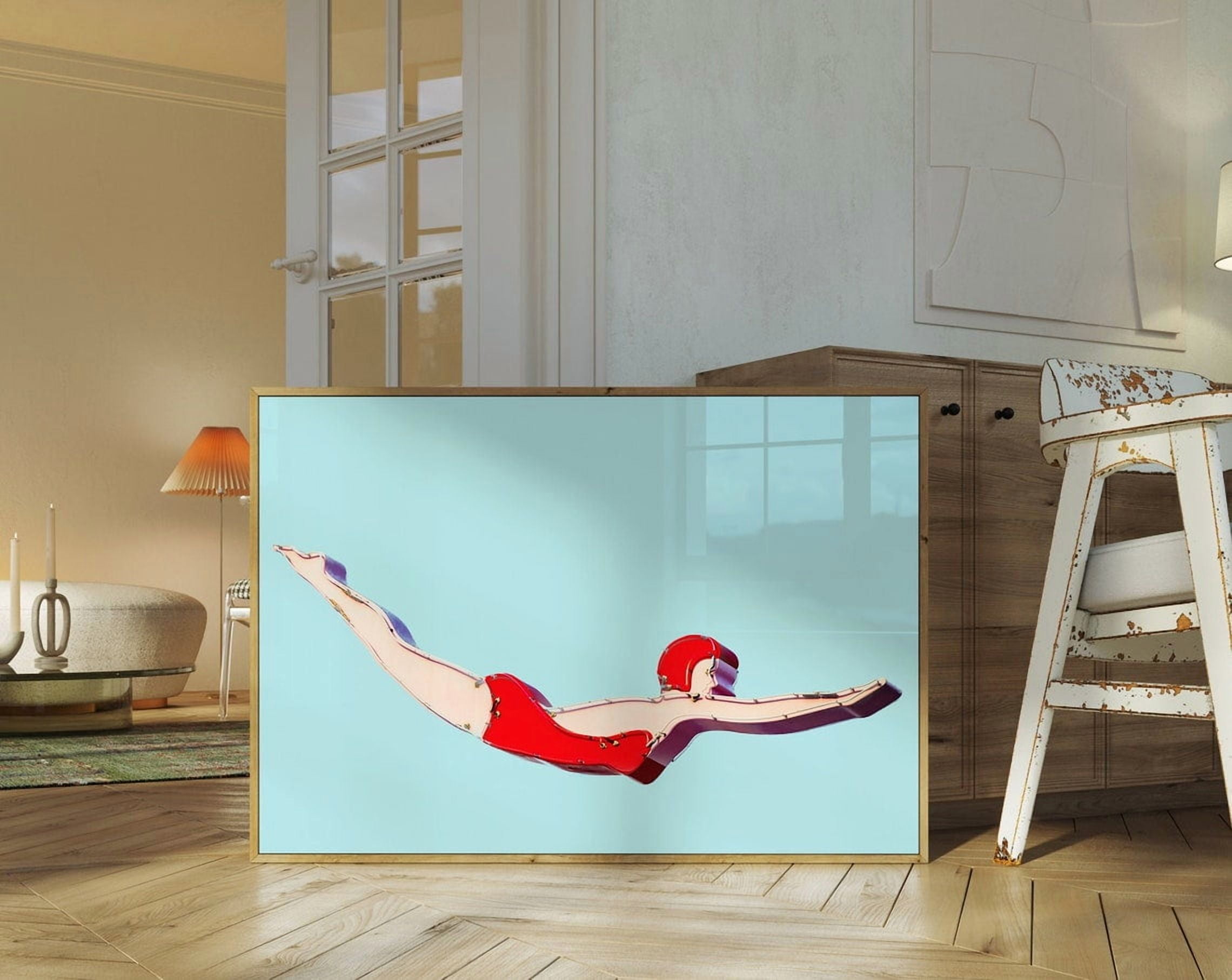 Miluva Retro Swimmer Neon Sign Photo, Printable Swimming Pool Wall Art ...