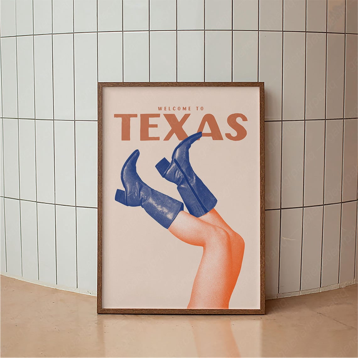 Miluva Retro Texas Boots Poster Print, Pop Art Style Fashion Wall Art ...