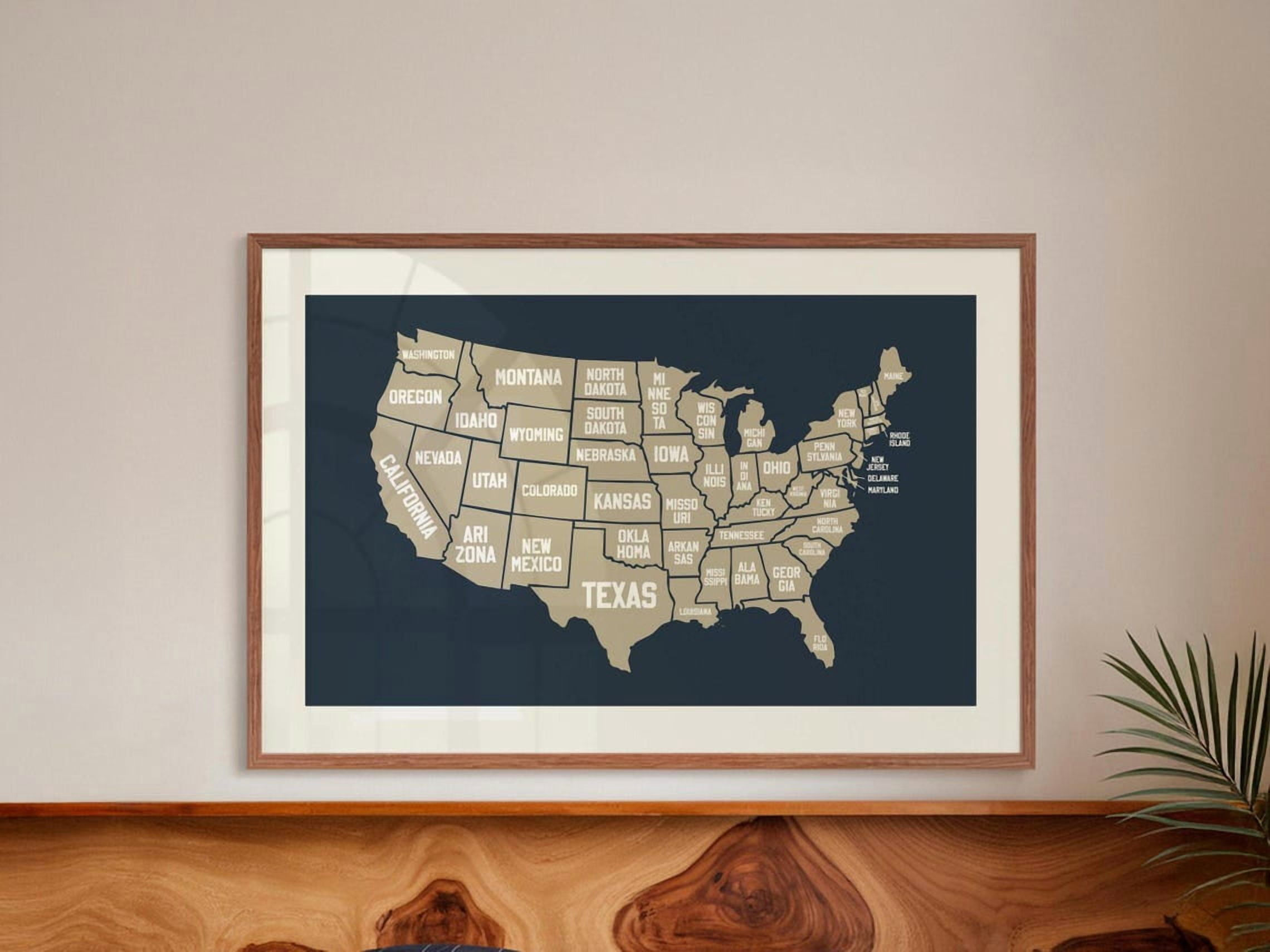Miluva Retro Us Map Print United States Art Poster States Map Wall ...