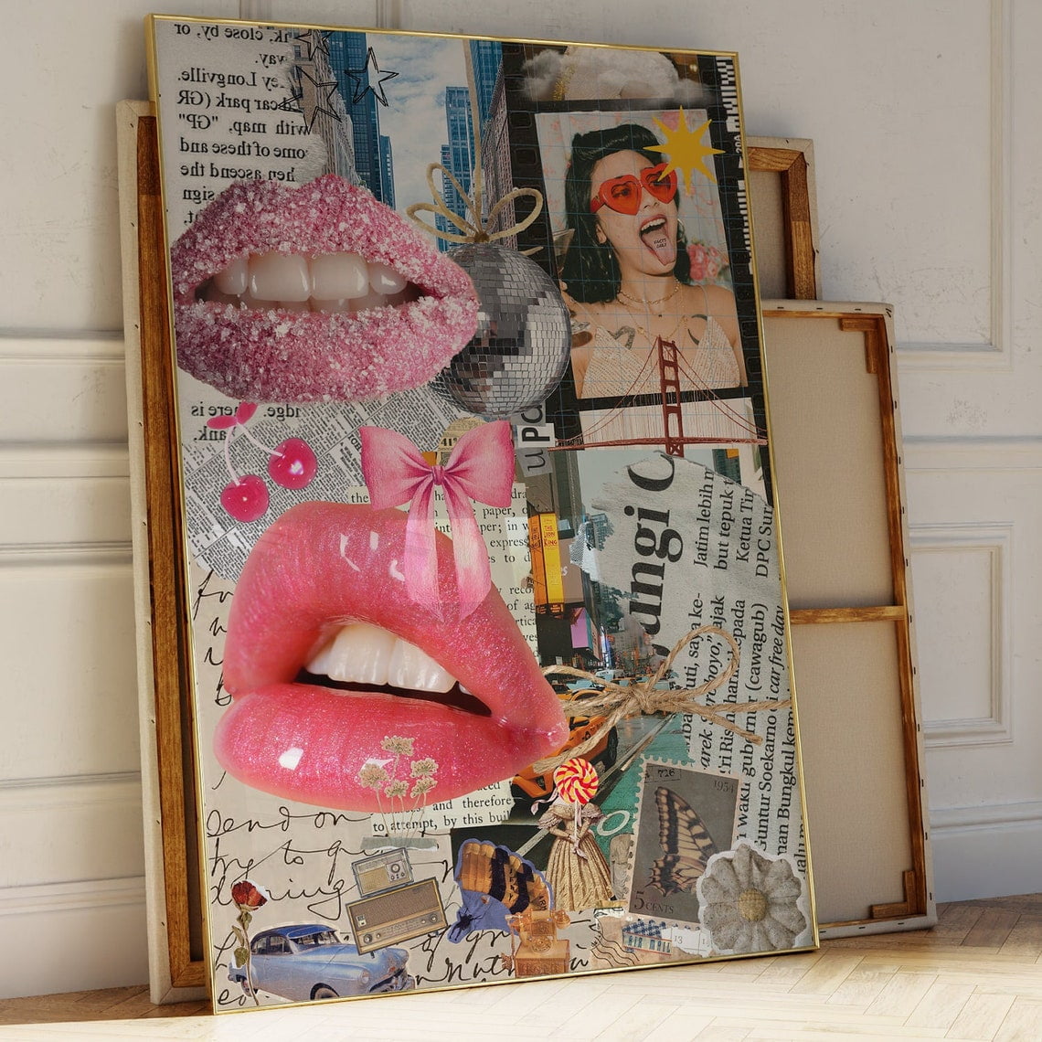 Miluva Retro Vintage Coquette Collage Wall Art Preppy Trendy Pink Wall ...