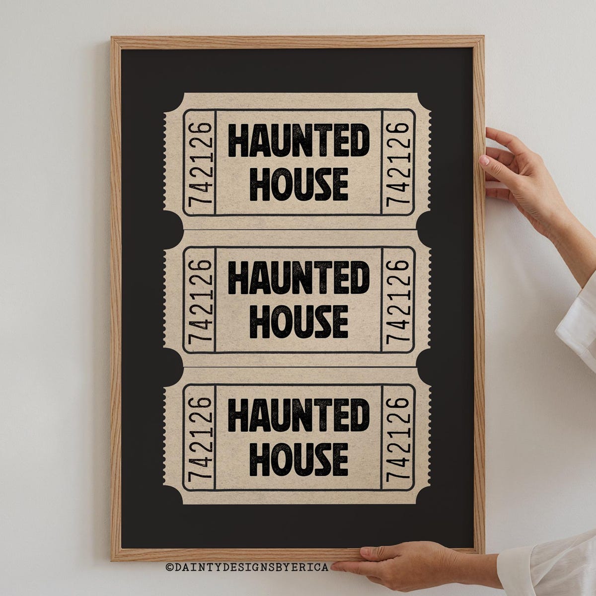 Miluva Retro halloween ticket print – Haunted house print – Black ...