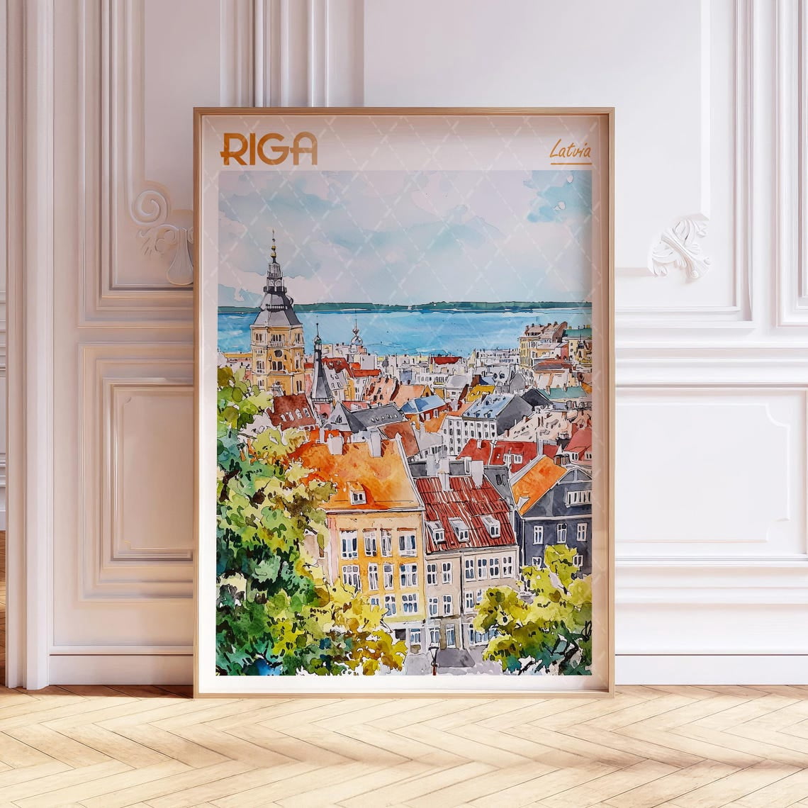 Miluva Riga Poster - Riga Wall Art - Latvia Travel Poster - Printable ...
