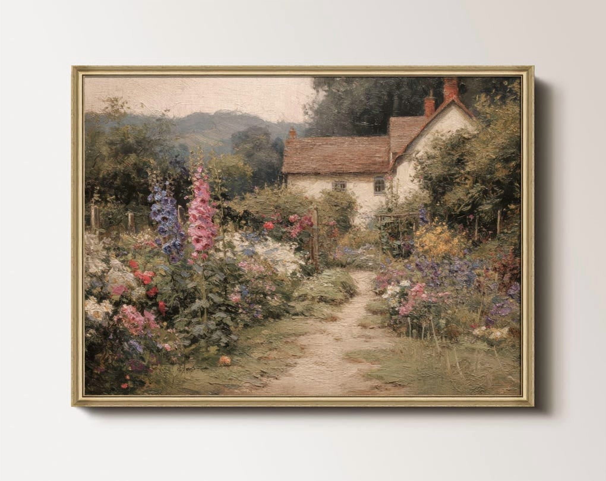 Miluva Romantic Cottage Garden Art Print Vintage Garden Path Floral ...