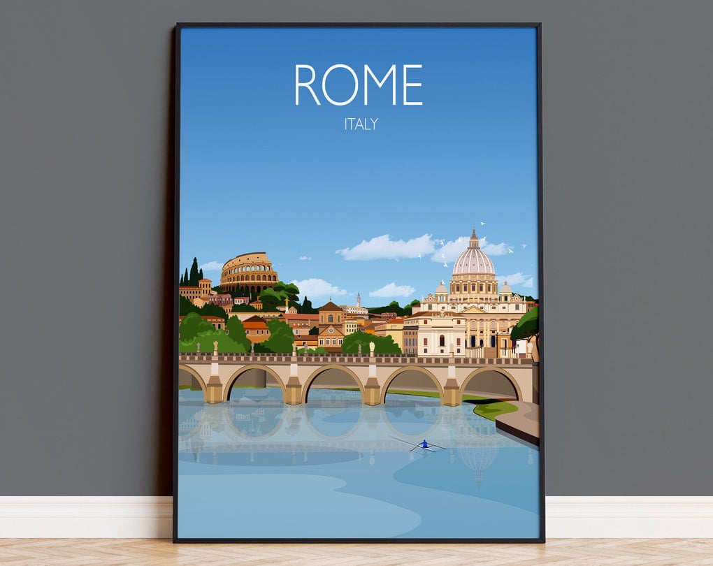 Miluva Rome Travel Print Wall Art, Travel Poster Of Rome, Rome Art ...