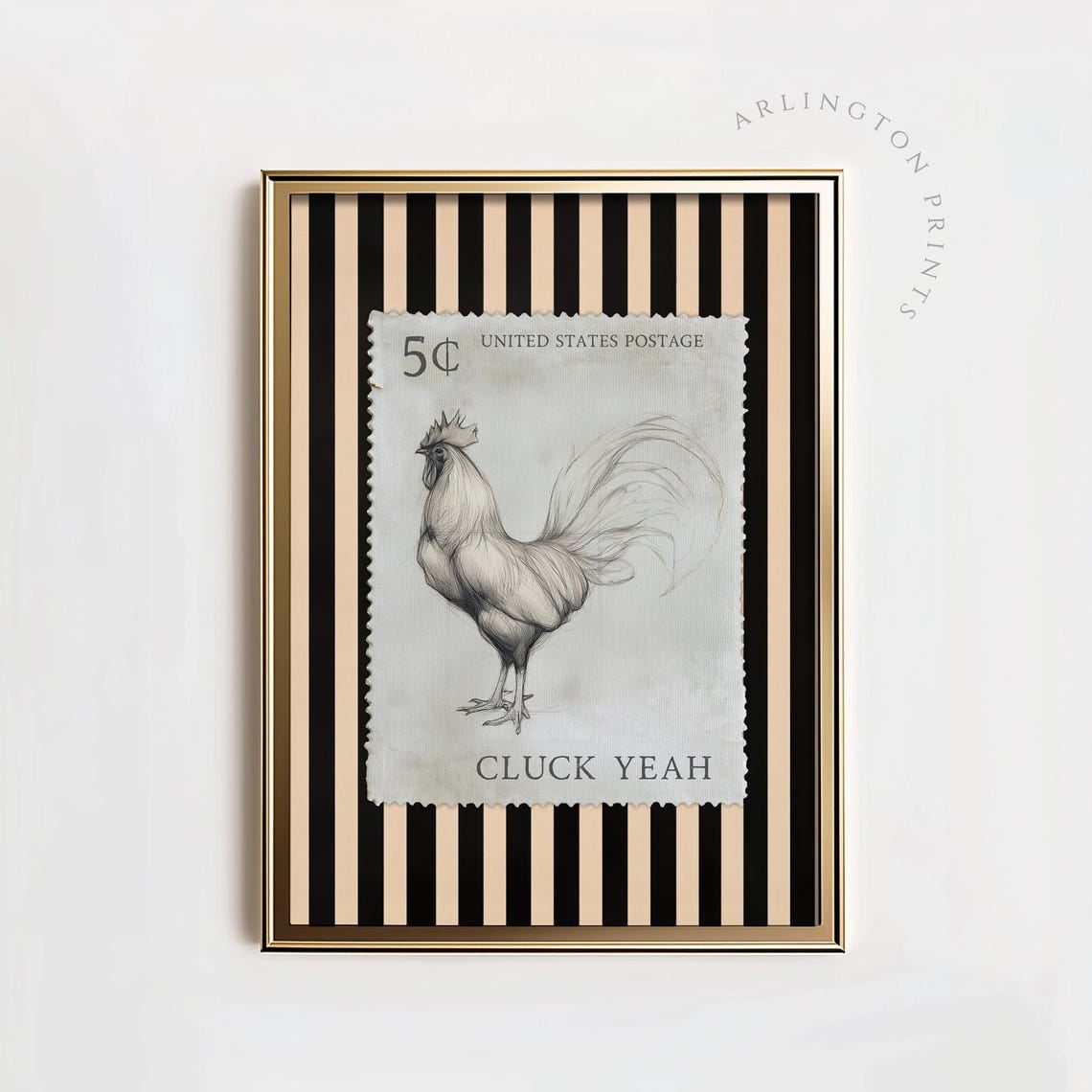 Miluva Rooster Postage Stamp Print, Vintage Farmhouse Art, Rustic ...