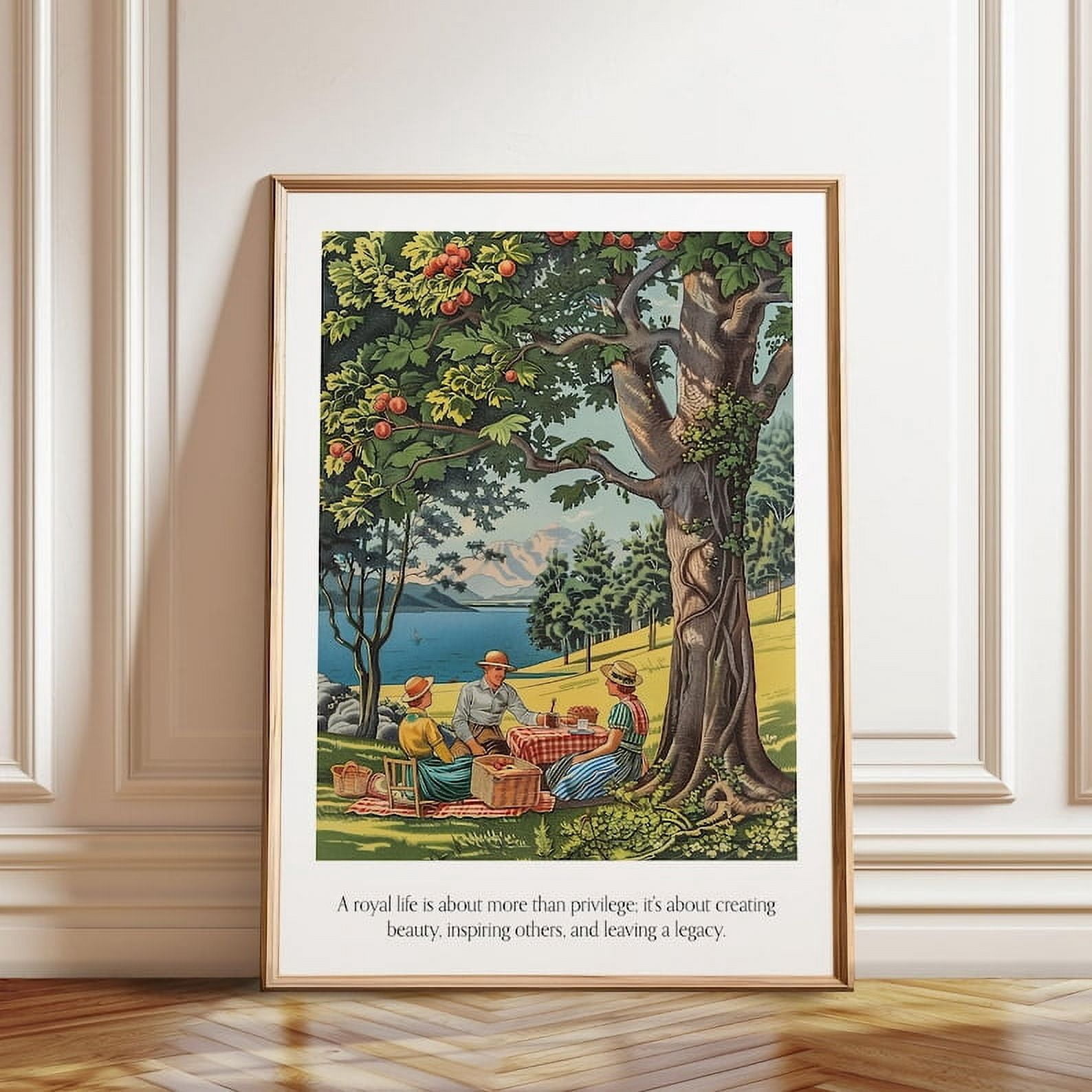 Miluva Royal Picnic Scene Art Print Retro Lakeside Gathering Wall Art ...