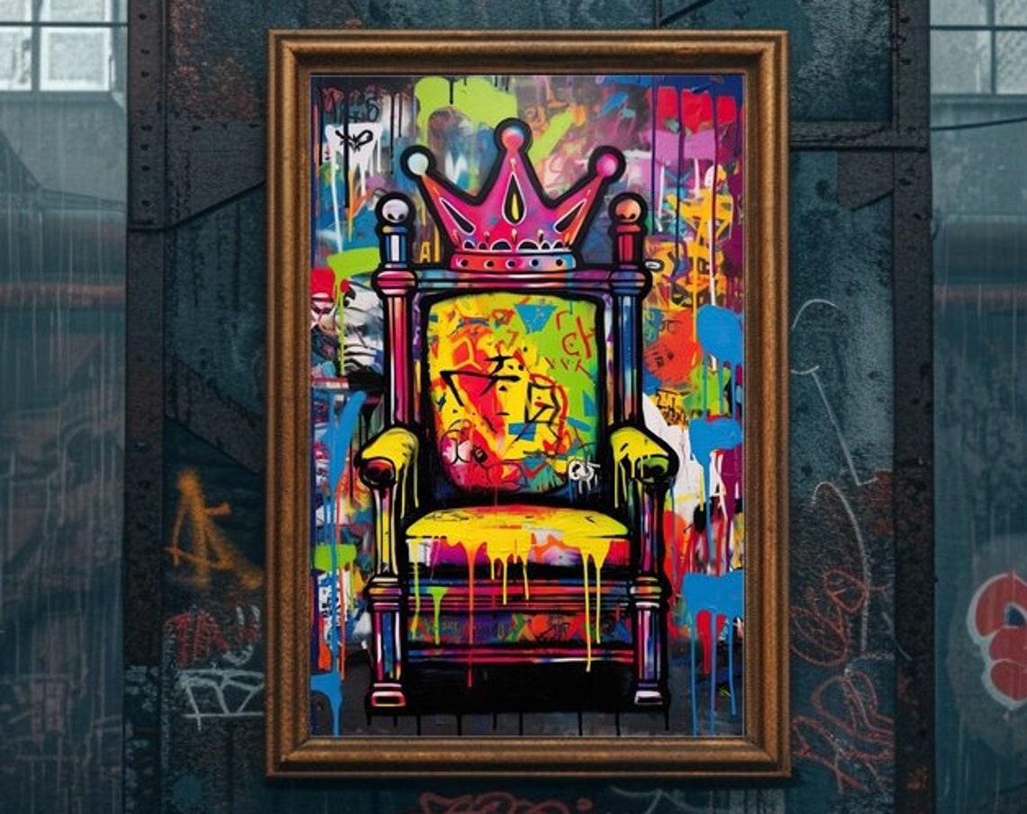 Miluva Royal Throne Graffiti Wall Art, , Colorful Throne Chair Wall ...