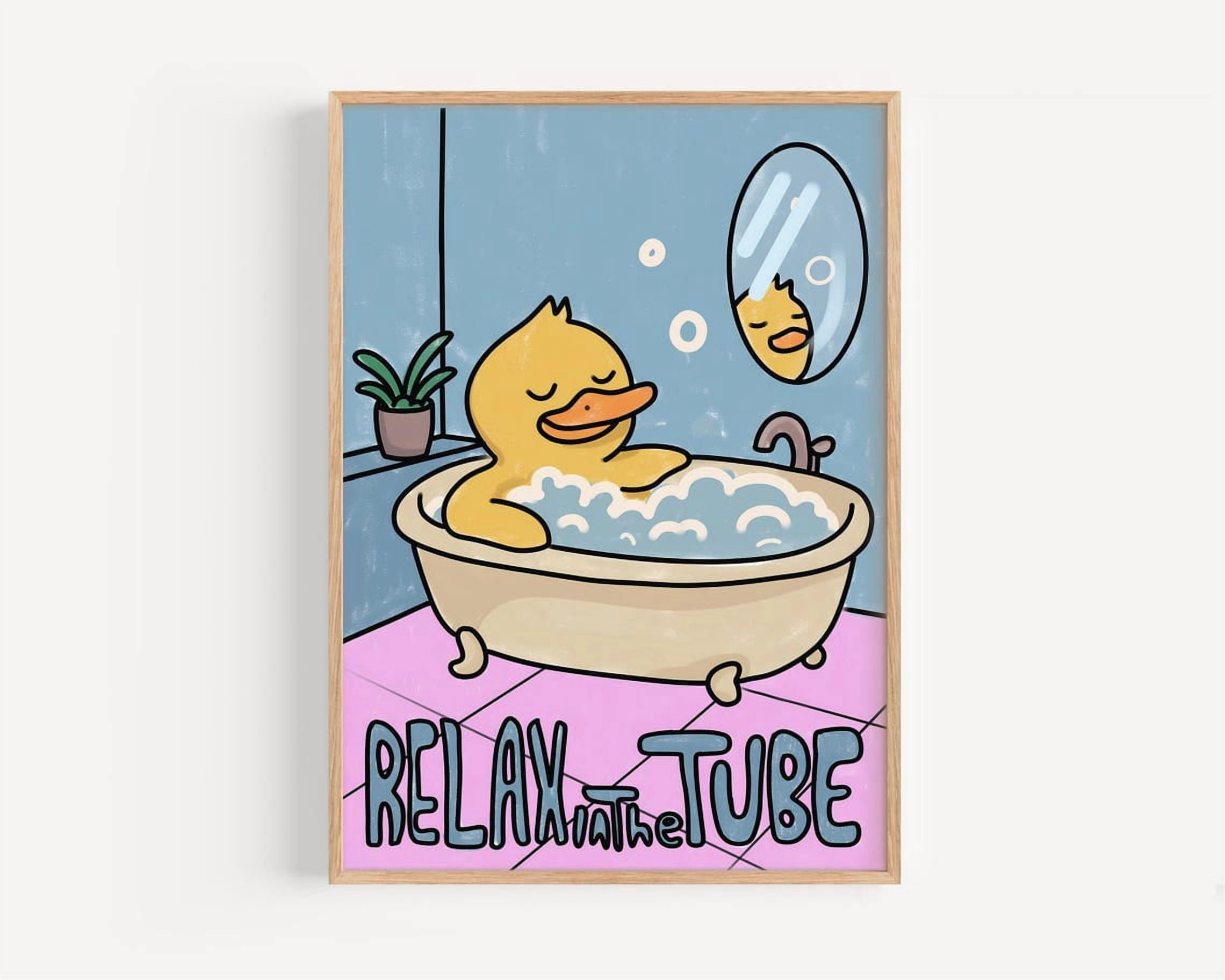 Miluva Rubber Duck Bath Printable, Bathroom Wall Art, Relax In The Tub ...
