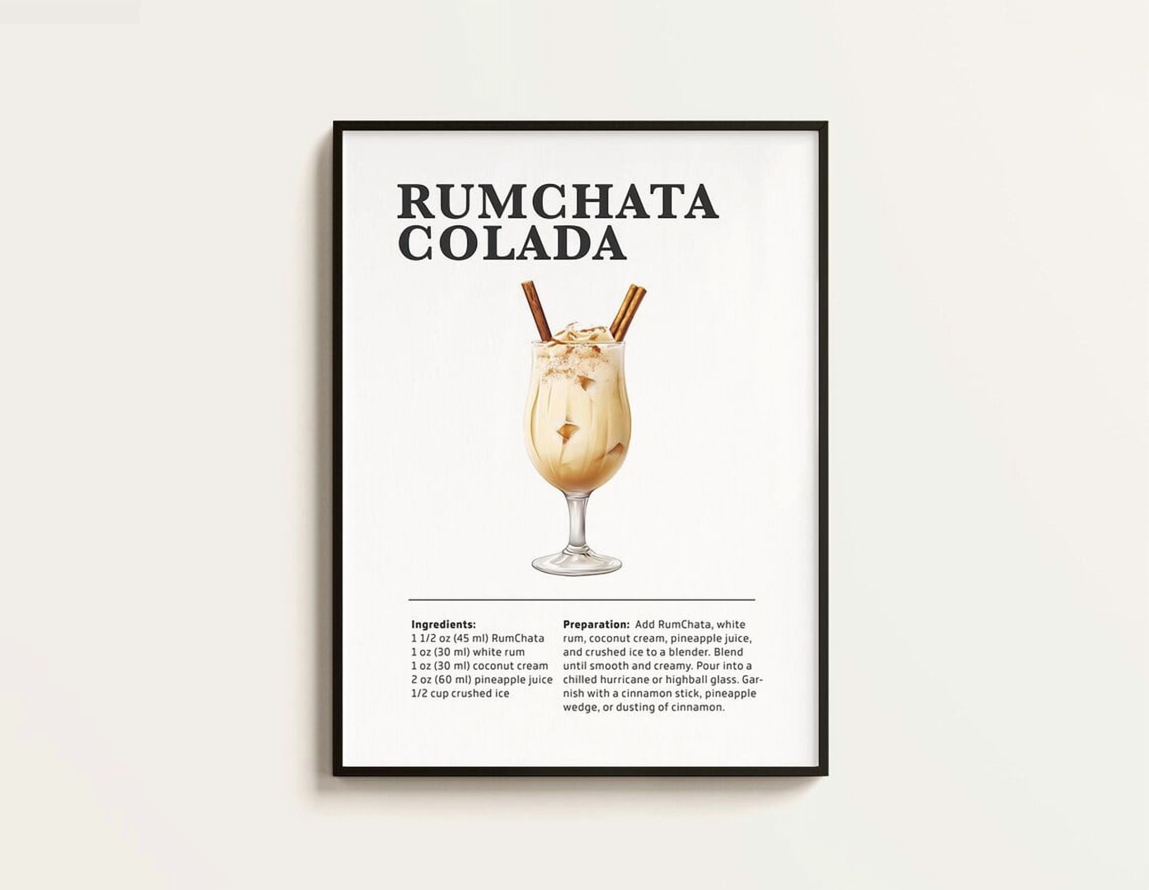 Miluva Rumchata Colada Poster, Colada Recipe, Cocktail Print, Bar ...