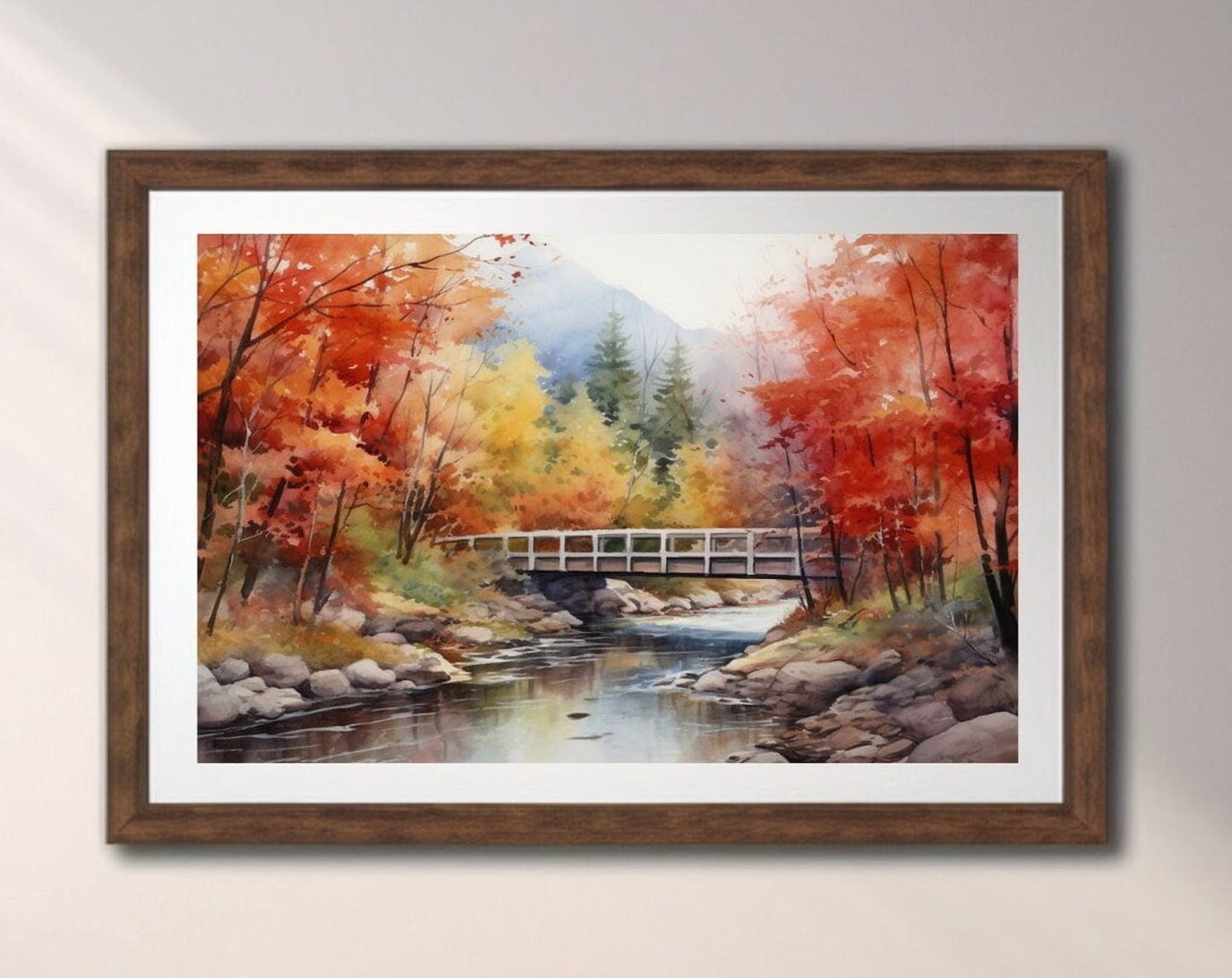 Miluva Rustic Americana Bridge Nature Print Fall Landscape Wall Art ...