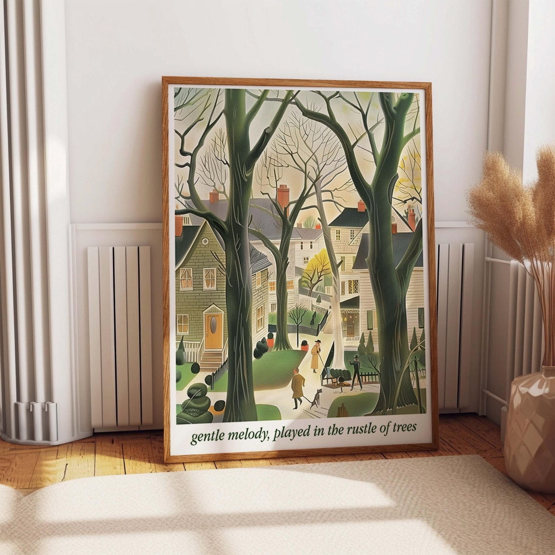 Miluva Rustic Autumn Townscape Art Poster - Retro Street Illustration ...