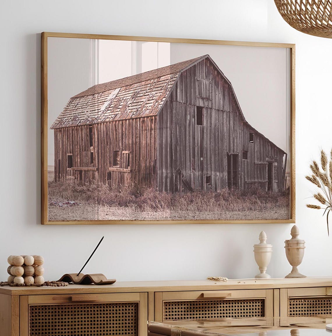 Miluva Rustic Barn Landscape Wall Art, Printable Farmhouse Barn Wall ...