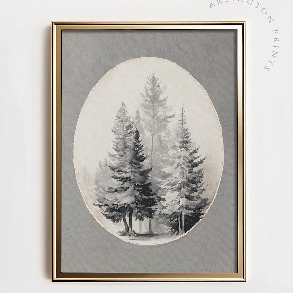 Miluva Rustic Muted Forest Art, Printable Vignette Pine Trees , Vintage ...