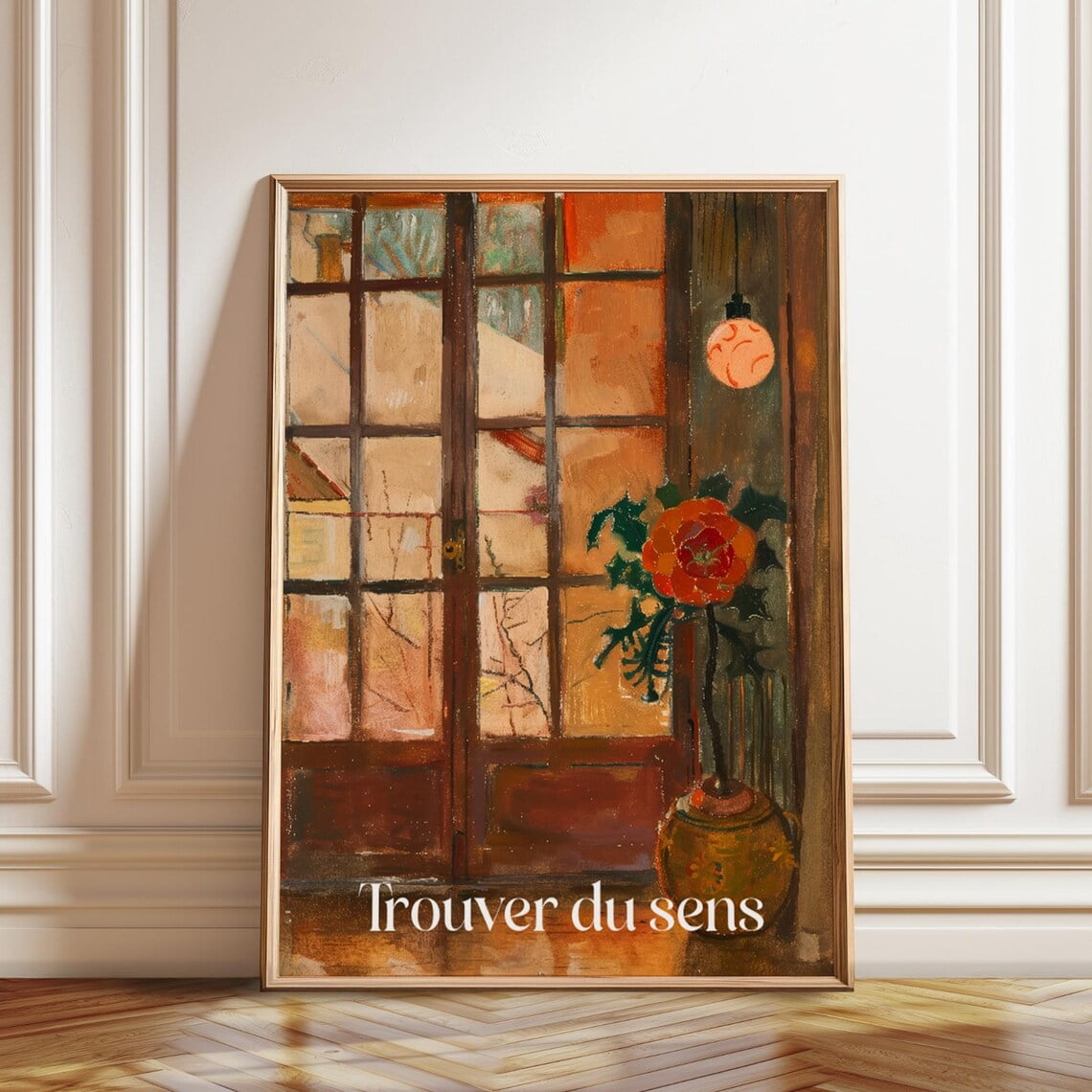 Miluva Rustic Window Floral Poster - French Country Warm Tone Wall Art ...