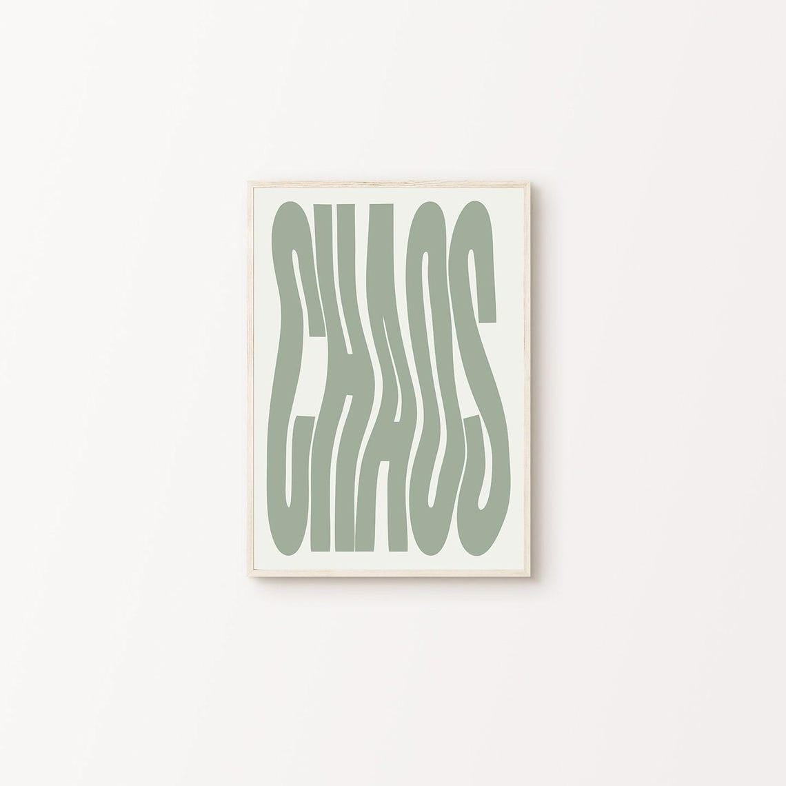 Miluva Sage Green Chaos Retro Wavy Poster, Printable 70S Trendy ...